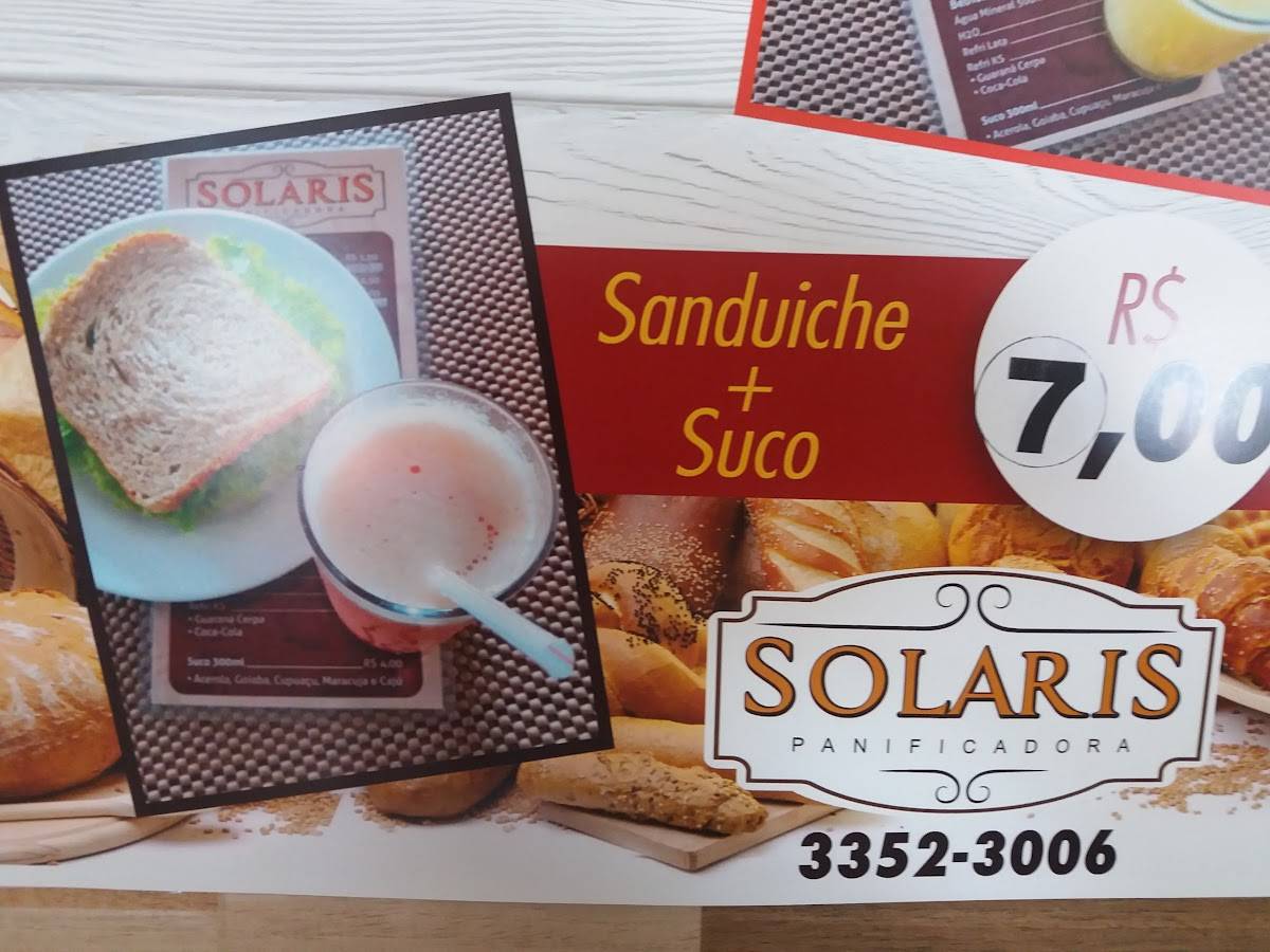 Menu at Solaris Panificadora, Belém
