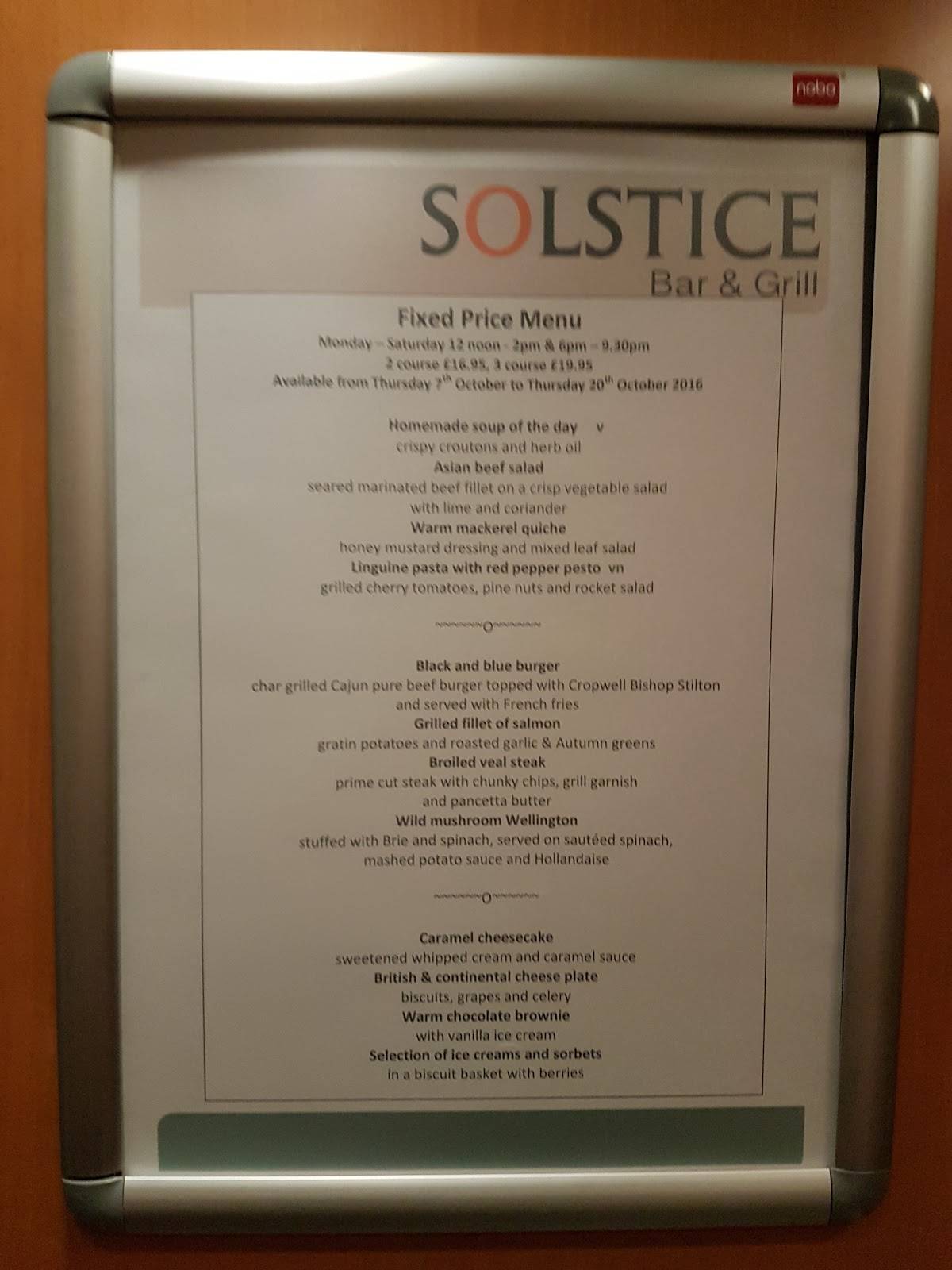 Menu at Solstice Bar & Grill, Amesbury