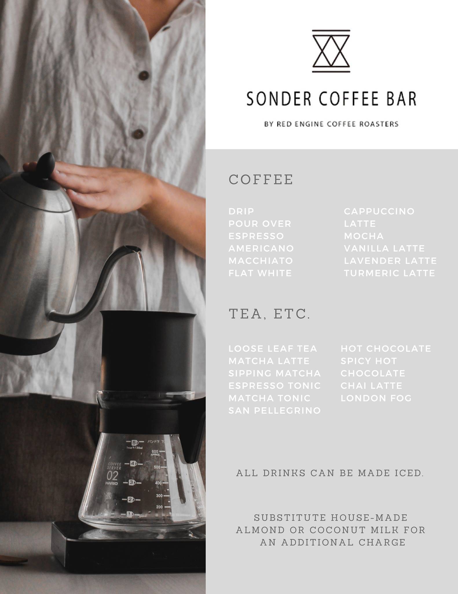 Menu at Sonder Coffee Bar - by Red Engine Coffee Roasters, Lethbridge