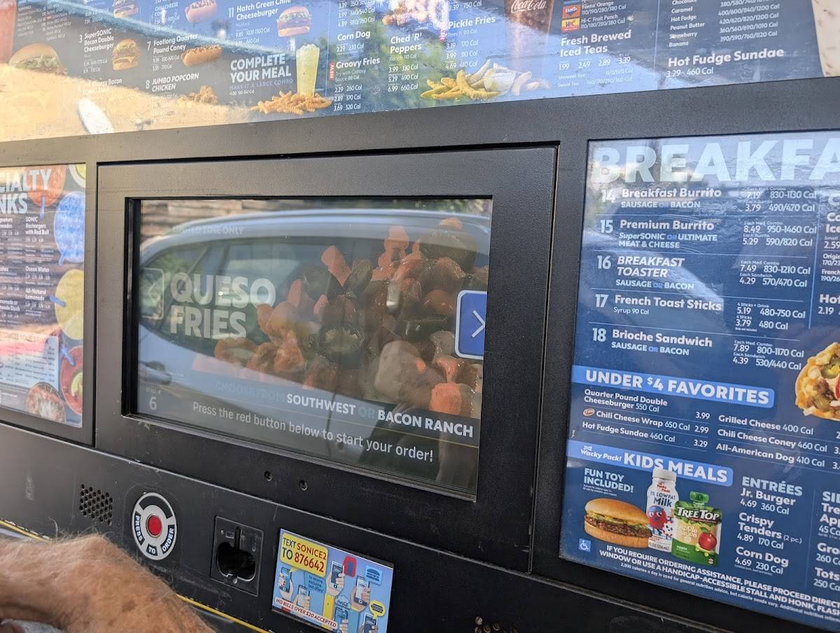 Menu at Sonic Drive-In fast food, Española, 809 S Riverside Dr