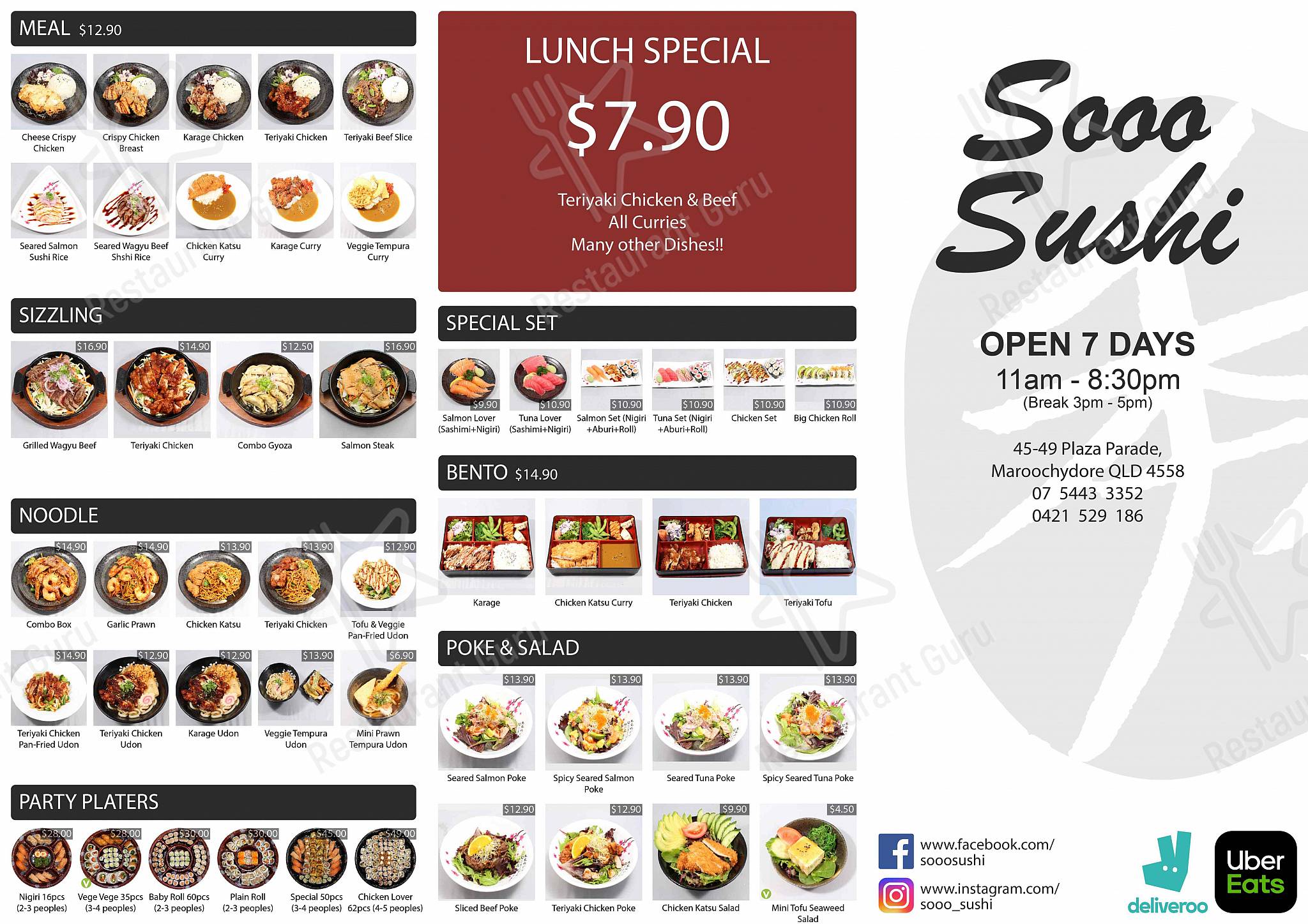 Menu at Sooo Sushi Maroochydore restaurant, Maroochydore