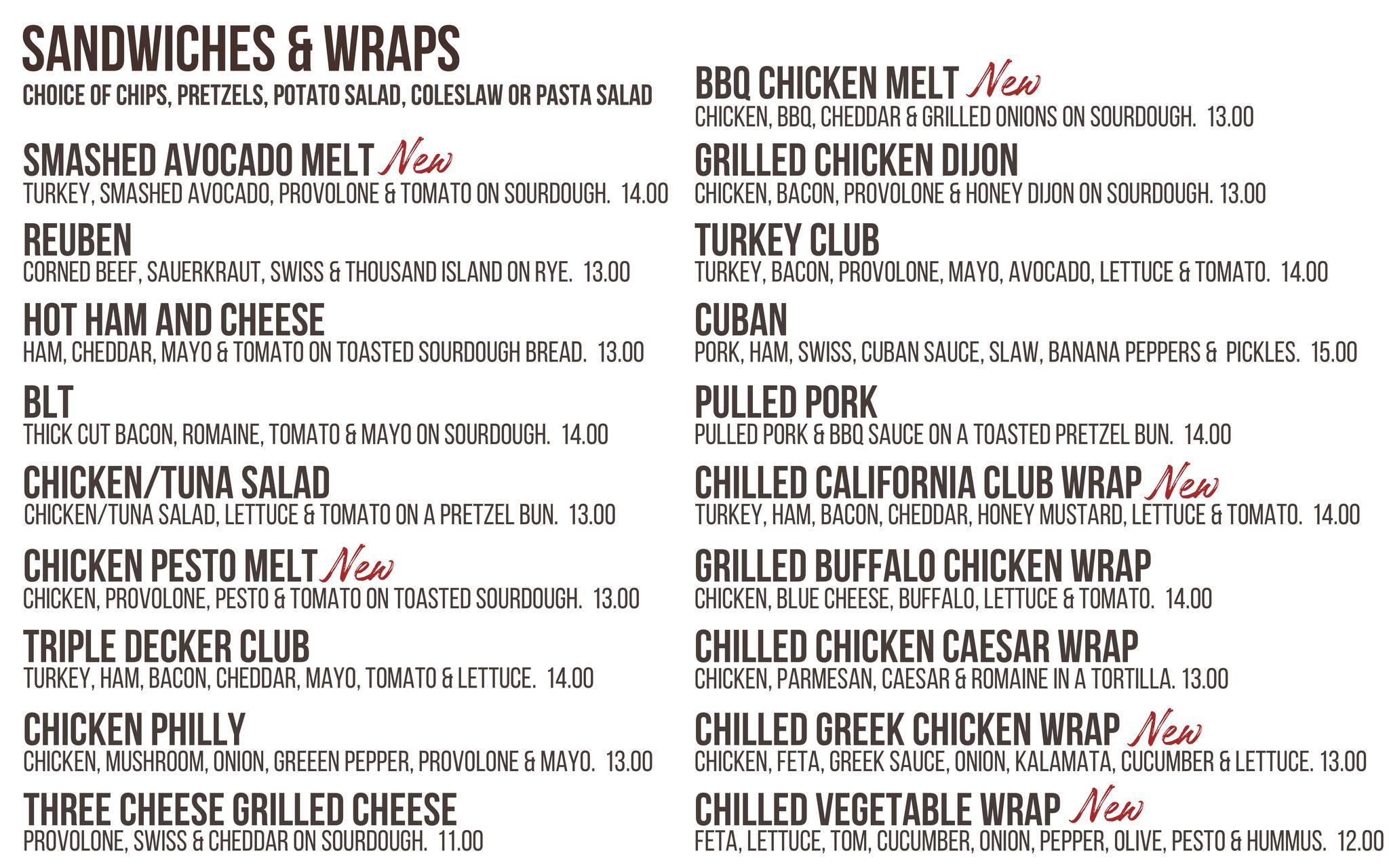 Menu at South Bend Chocolate Cafe, South Bend, 122 S Michigan St