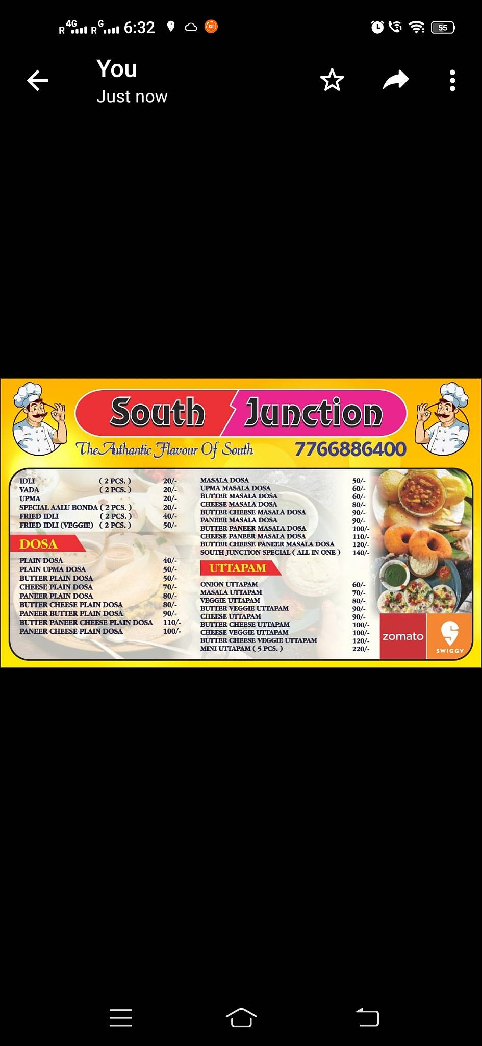 Menu at South Junction, Pathardih