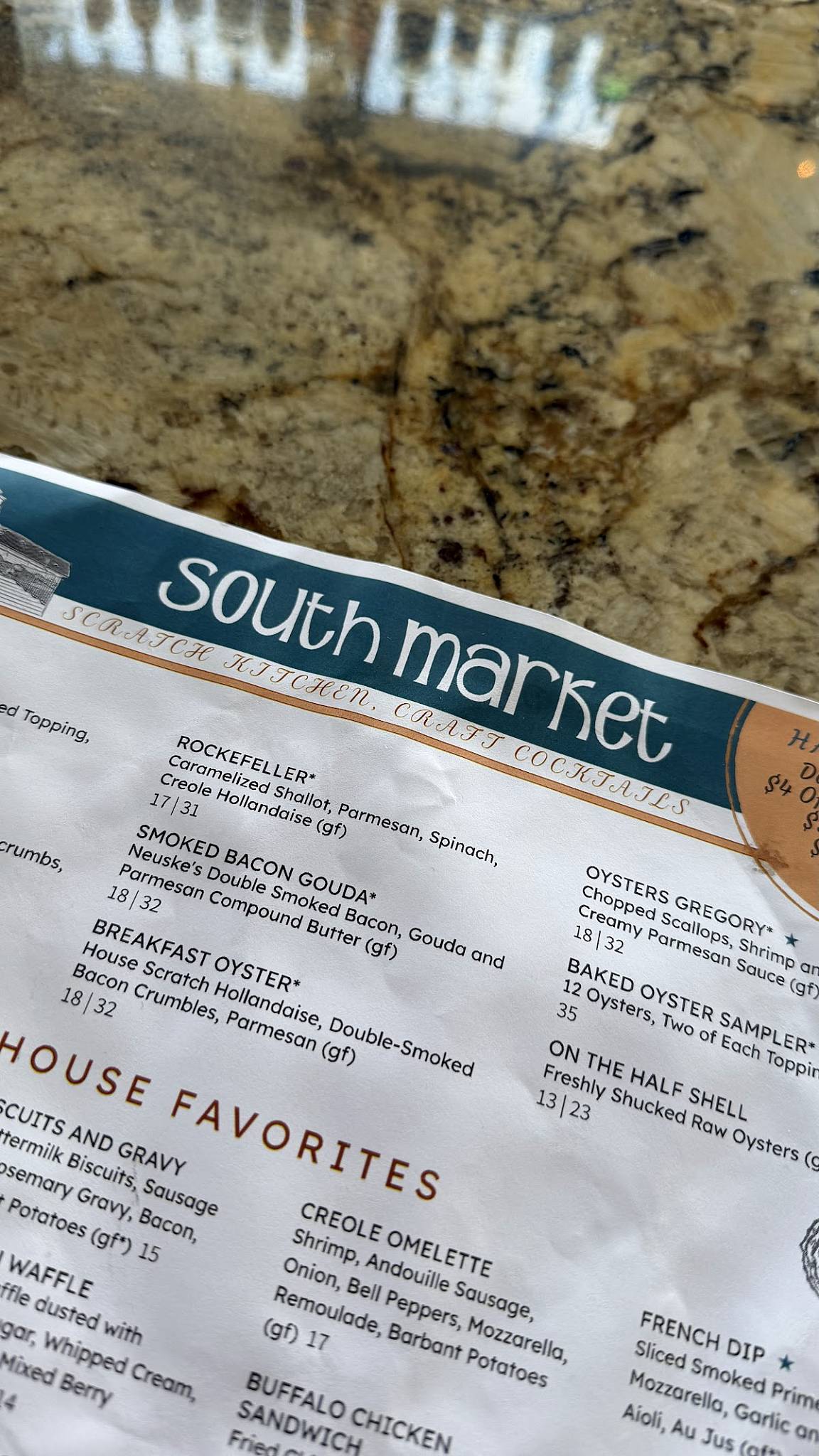 Menu at South Market restaurant, Pensacola, 905 E Gregory St