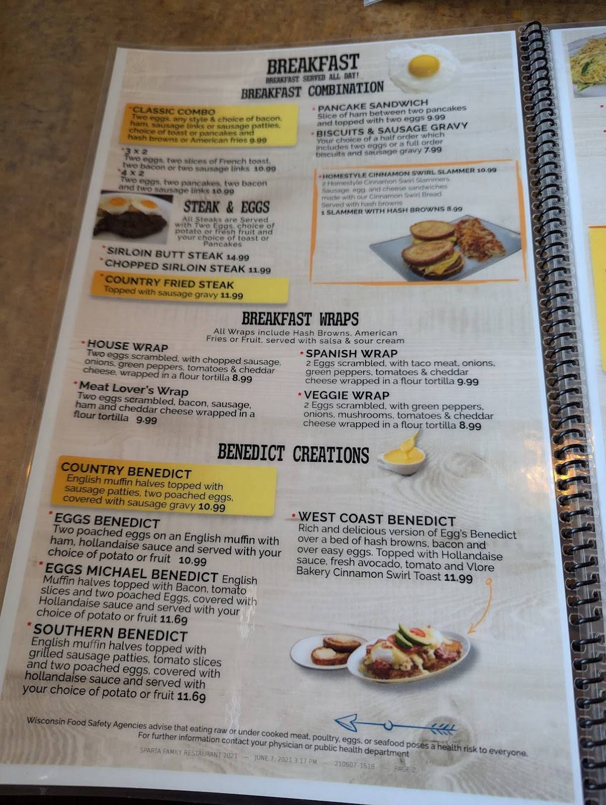Menu at Sparta Family Restaurant, Sparta