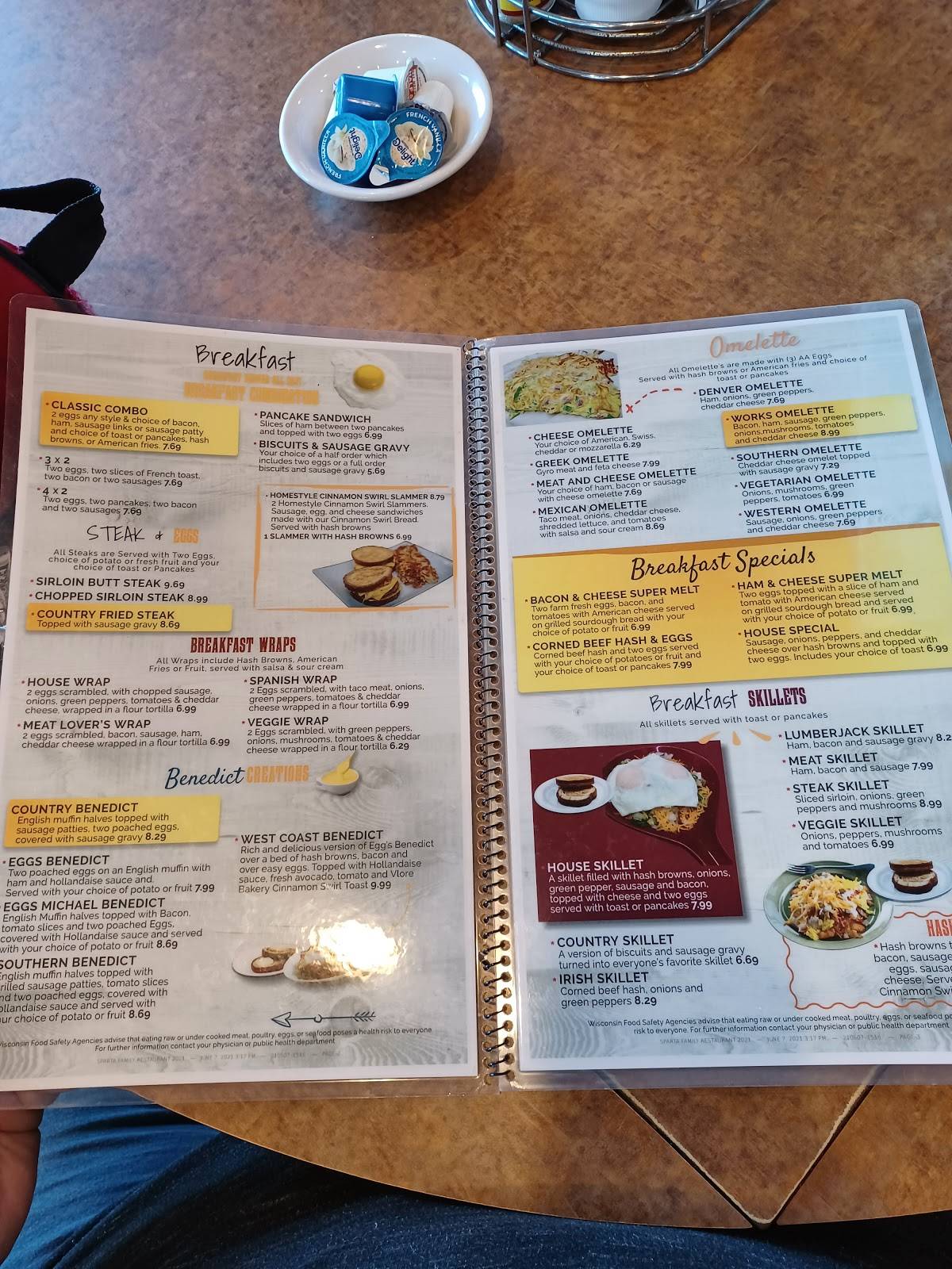 Menu at Sparta Family Restaurant, Sparta