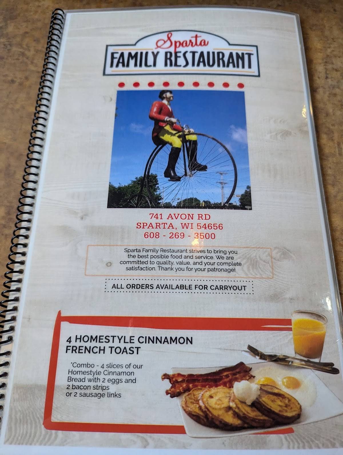 Menu at Sparta Family Restaurant, Sparta