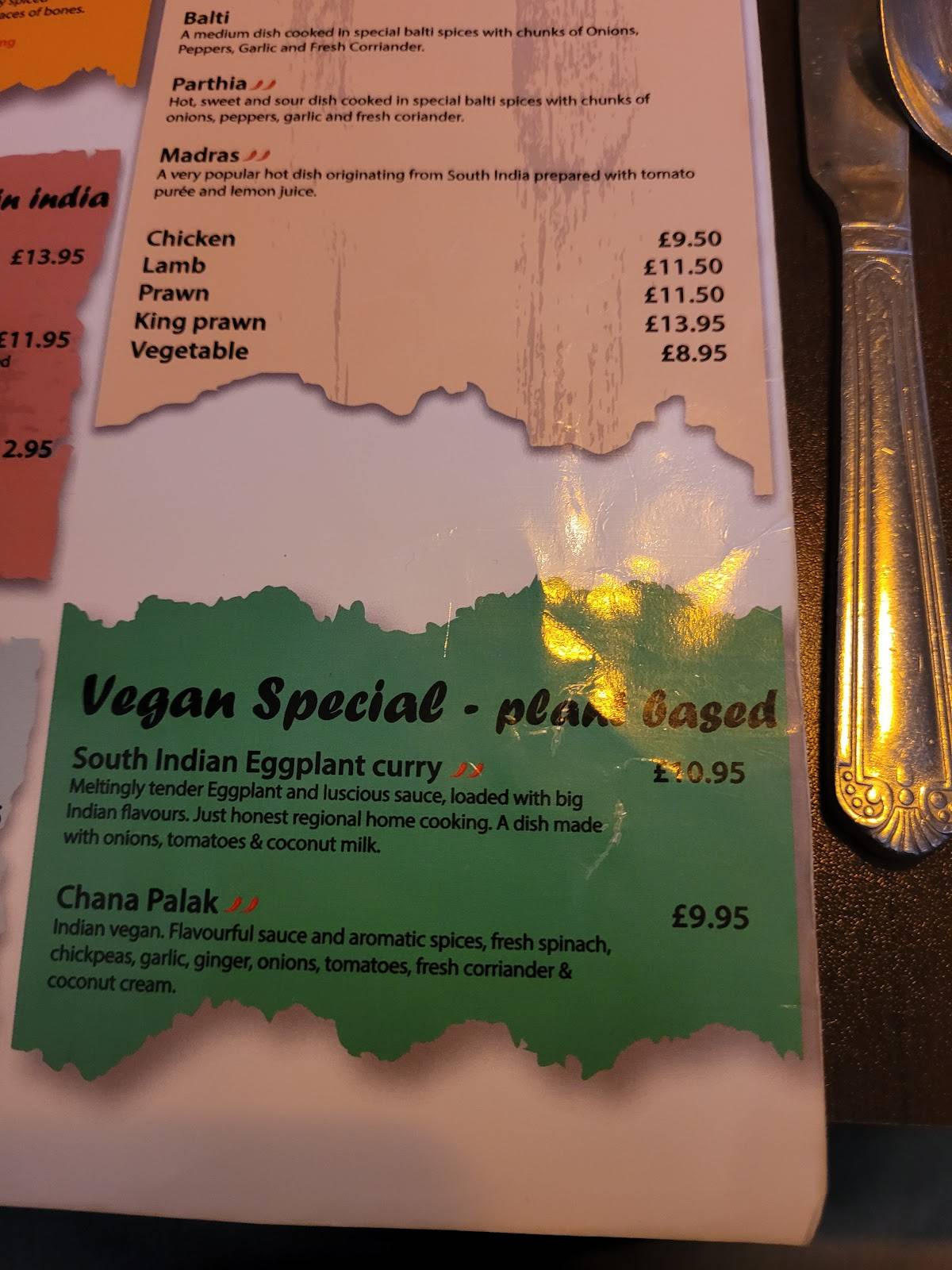 Menu at Spice Island Menai Bridge restaurant, Menai Bridge