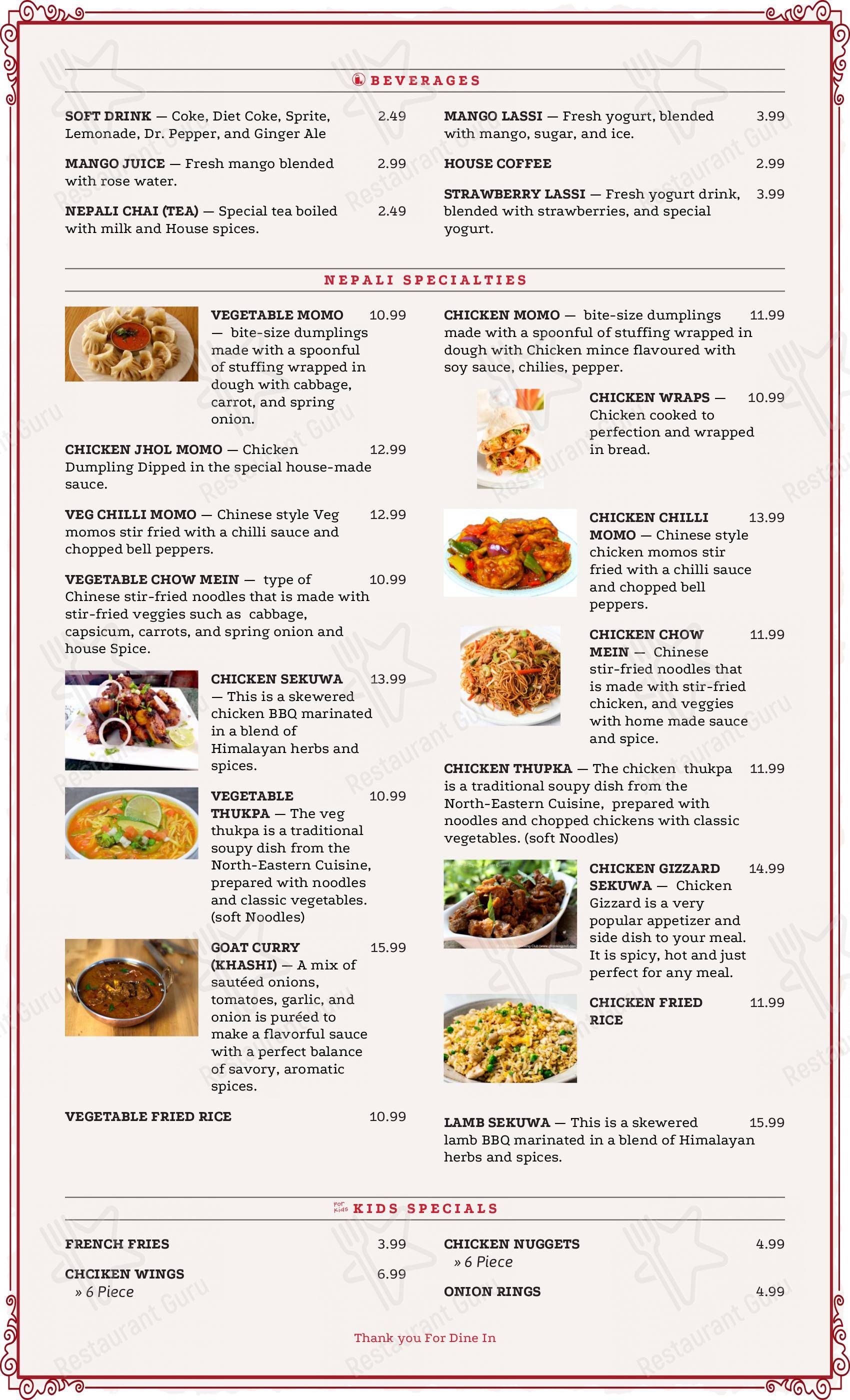 Menu at Spice Restaurant & Bar, Mechanicsburg
