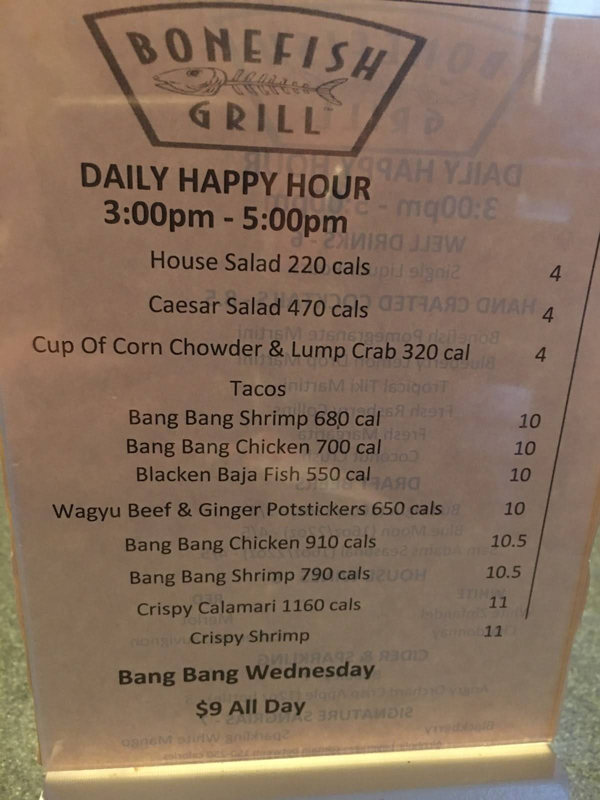 Menu at Bonefish Grill pub & bar, Spokane