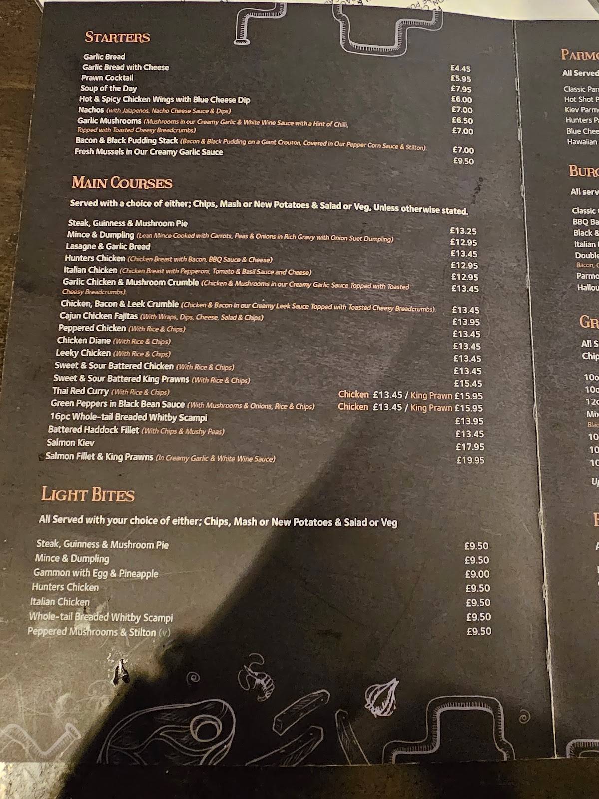 Menu at Spotted Cow pub & bar, Hartlepool, 31 The Grn