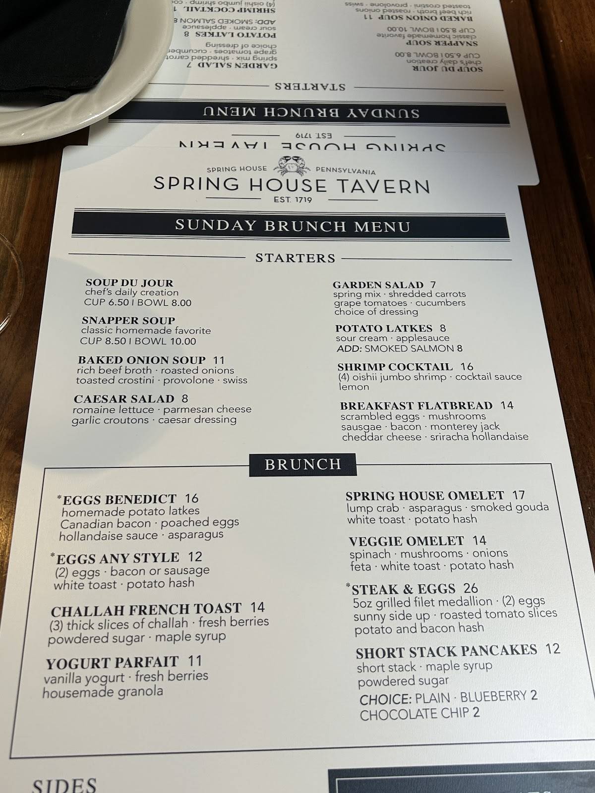 Menu at Spring House Tavern pub & bar, Ambler
