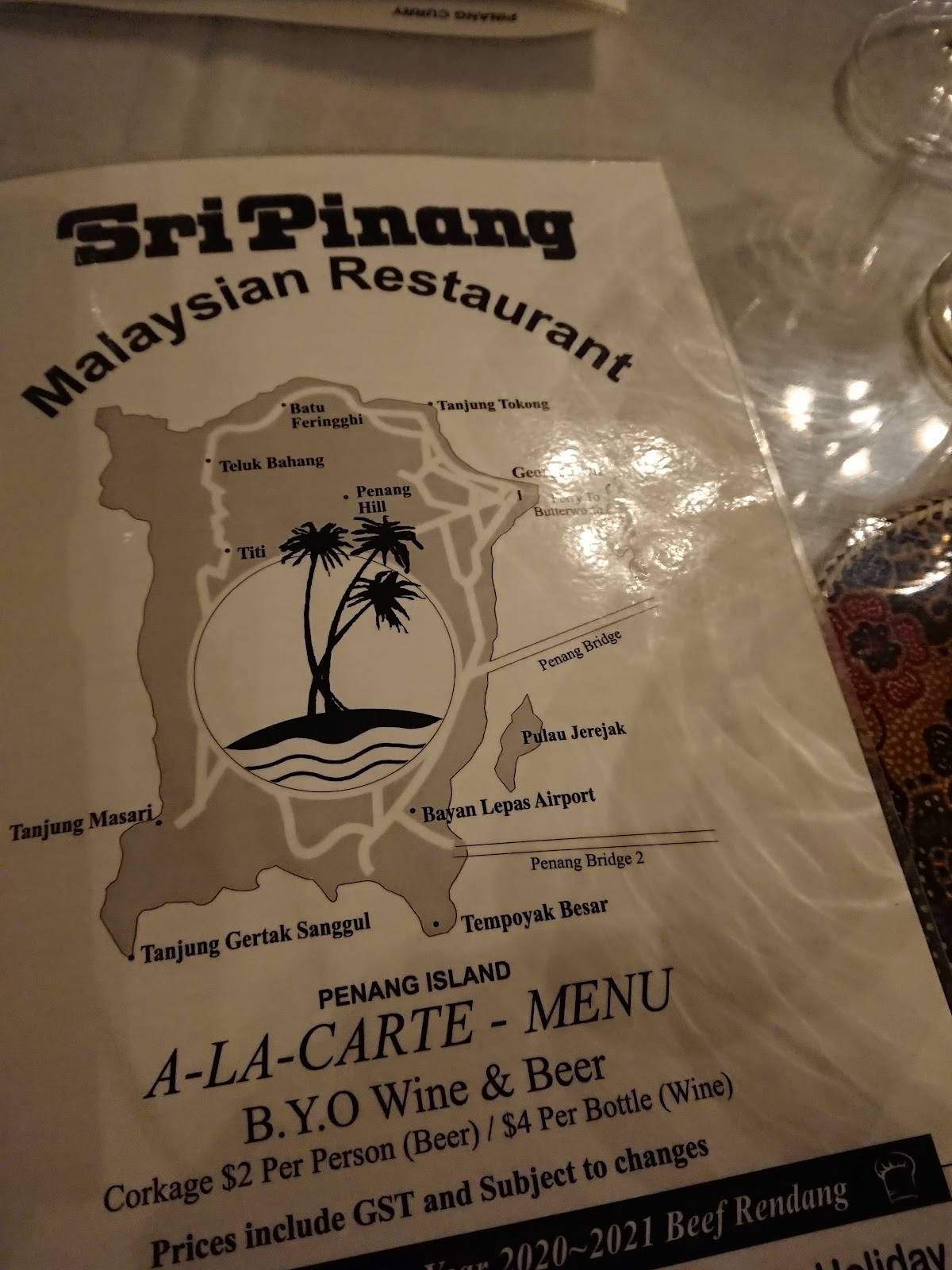 Menu at Sri Pinang desserts, Auckland