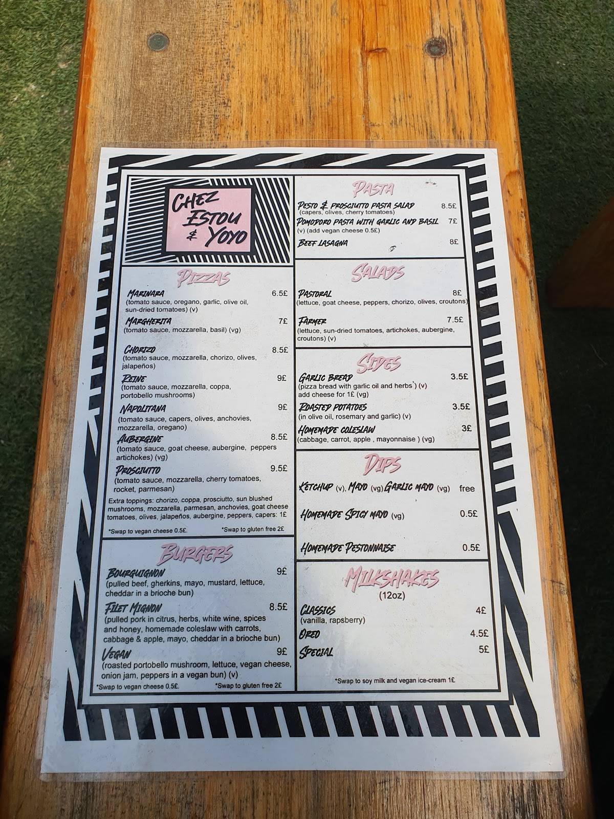 Menu at Starlane Pizza Bar, London