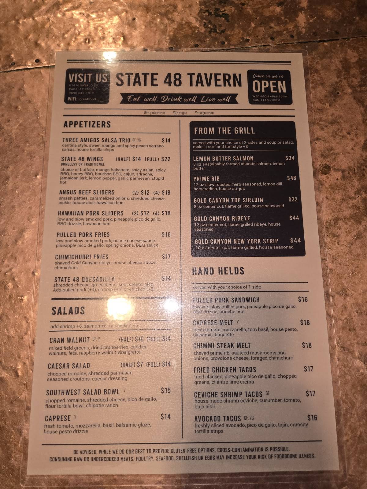 Menu at State 48 Tavern pub & bar, Page