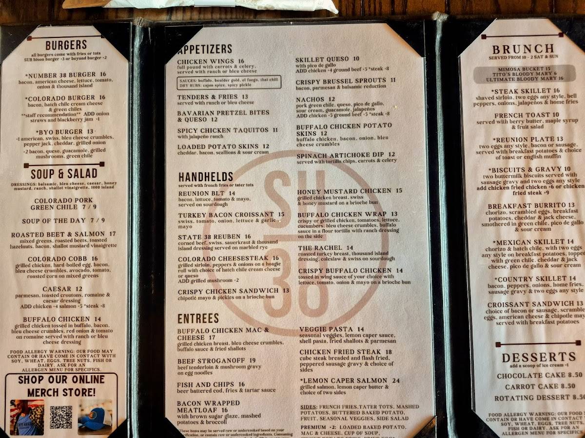 Menu at State House pub & bar, Commerce City