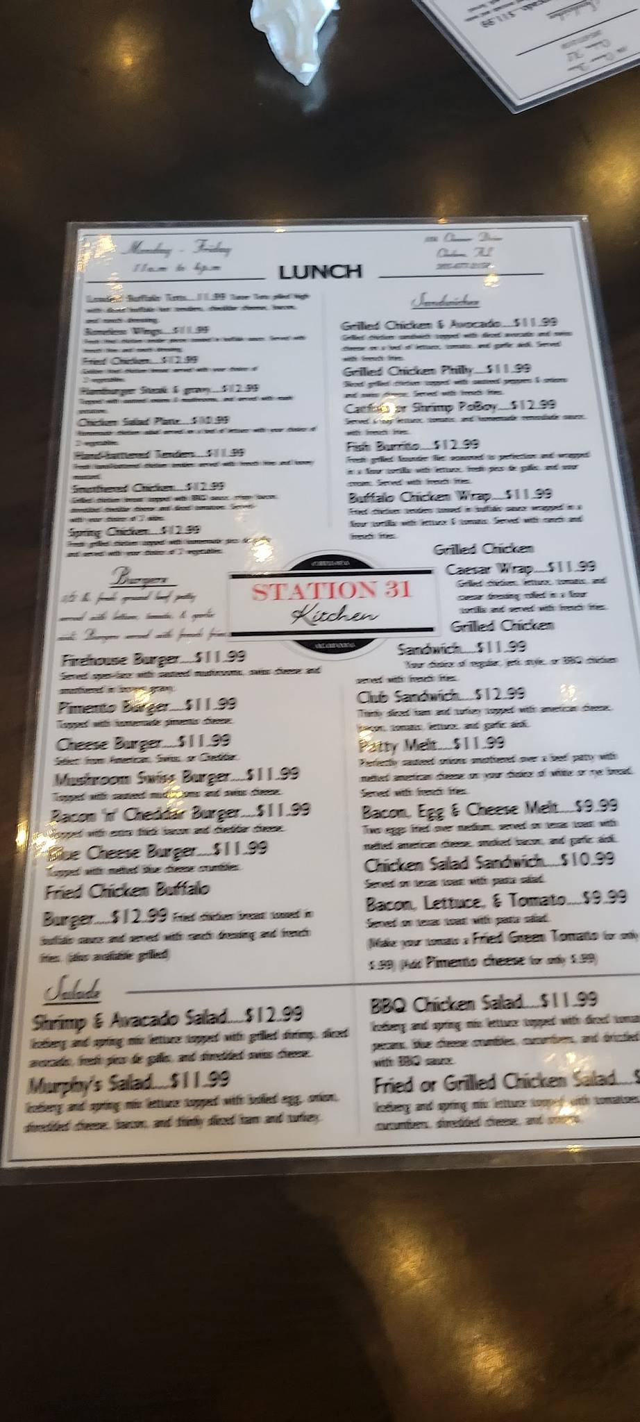 Menu at Station 31 Kitchen pub & bar, Chelsea