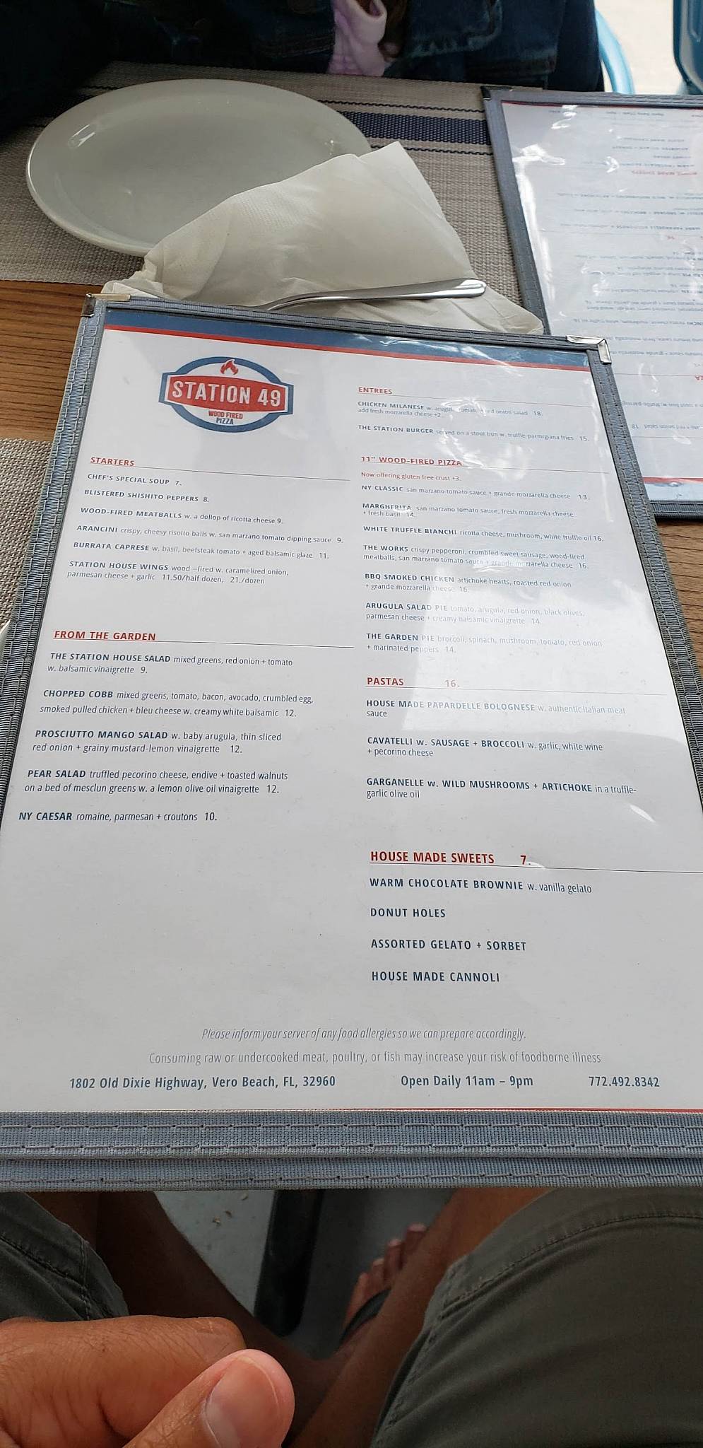 Menu at Station 49 Vero Beach pizzeria, Vero Beach