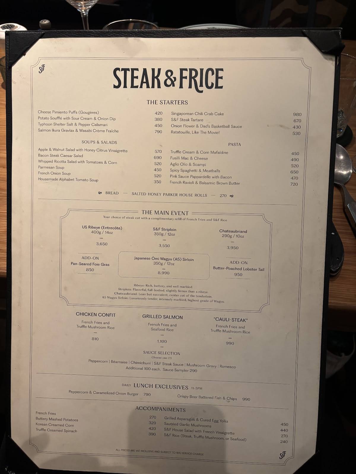 Menu at Steak & Frice pub & bar, Taguig