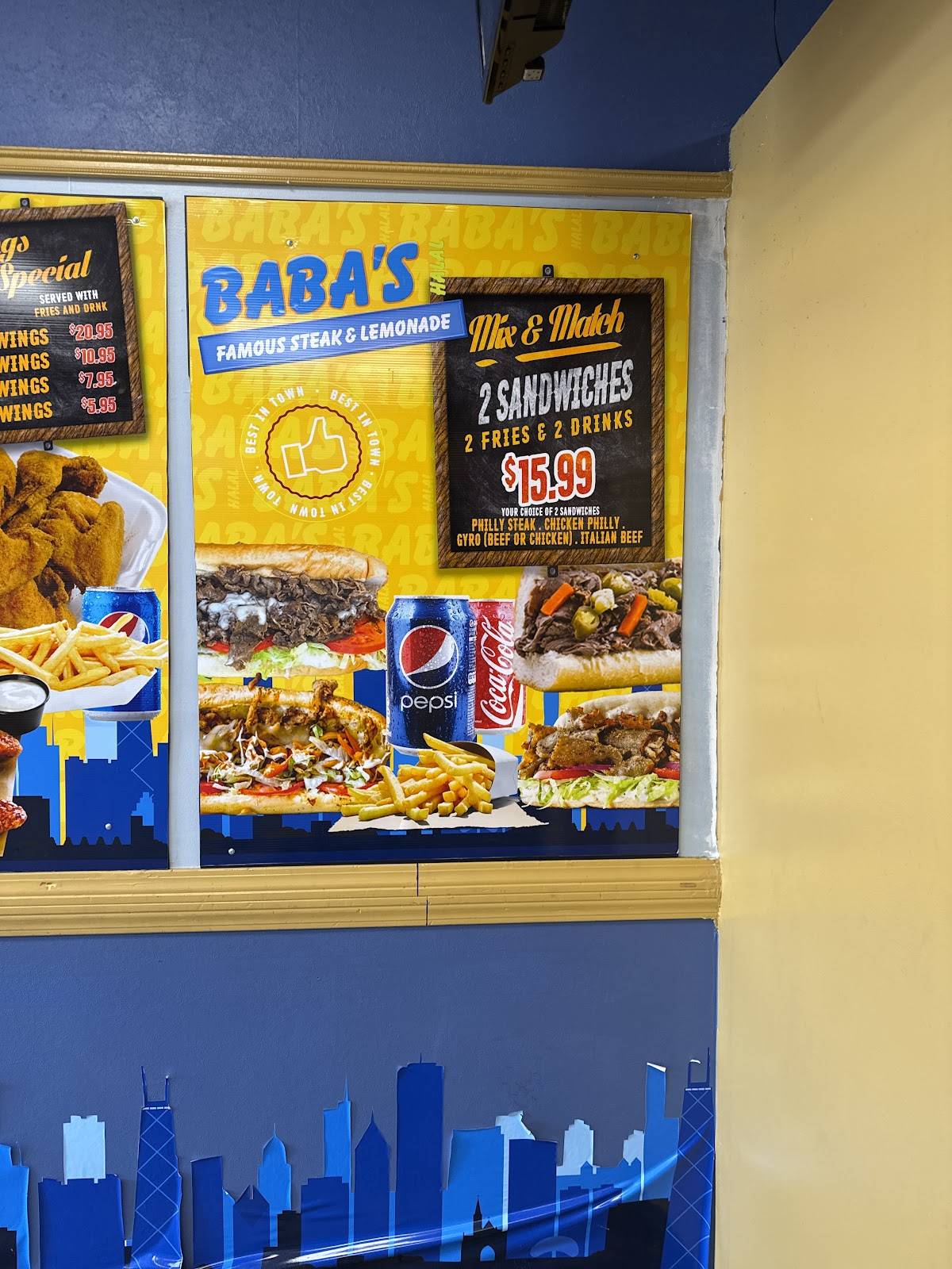 Menu at Babas famous steak & lemonade steakhouse, East Chicago