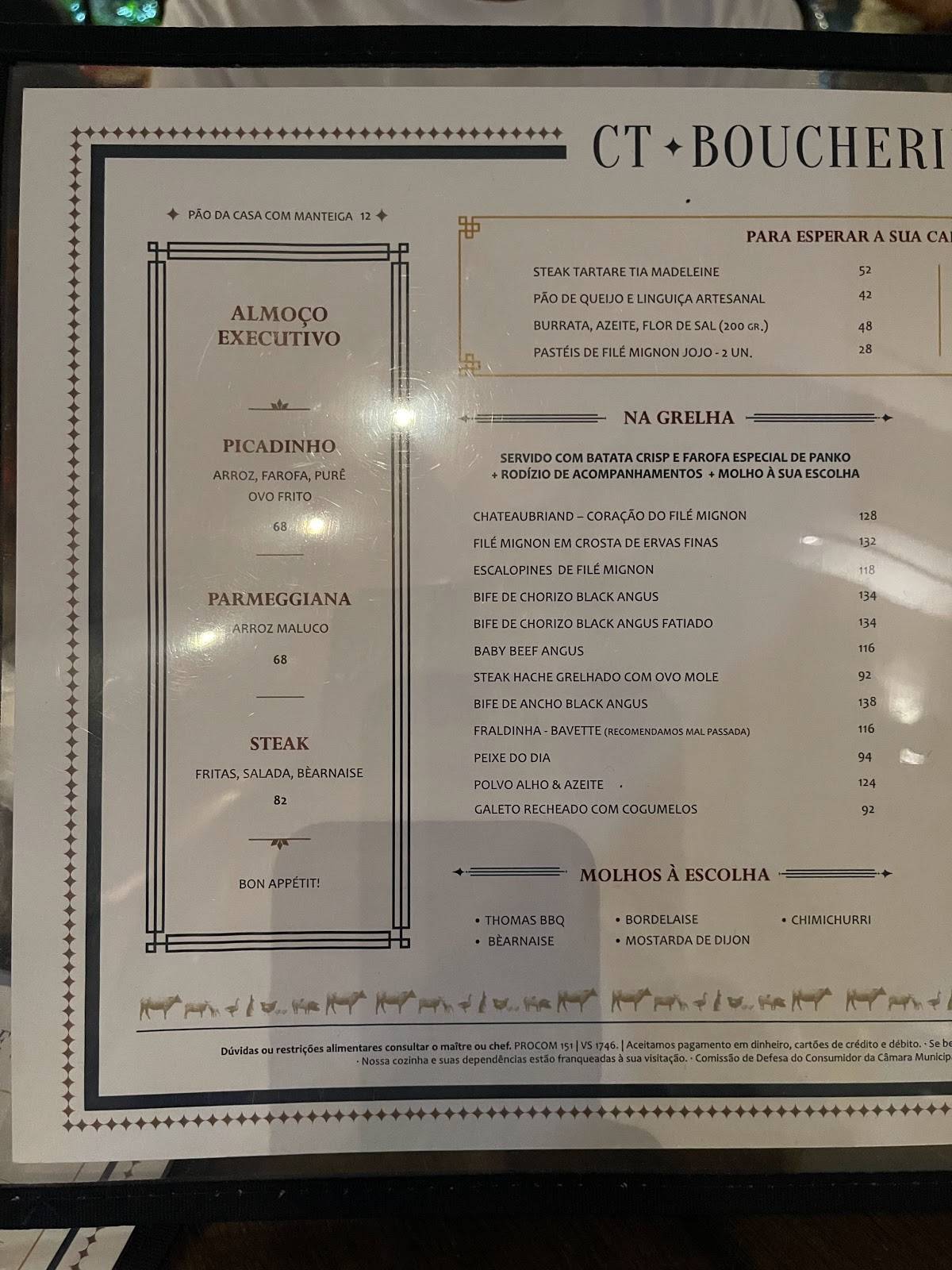 Menu em CT Boucherie churrascaria, Rio de Janeiro, Rua Dias Ferreira