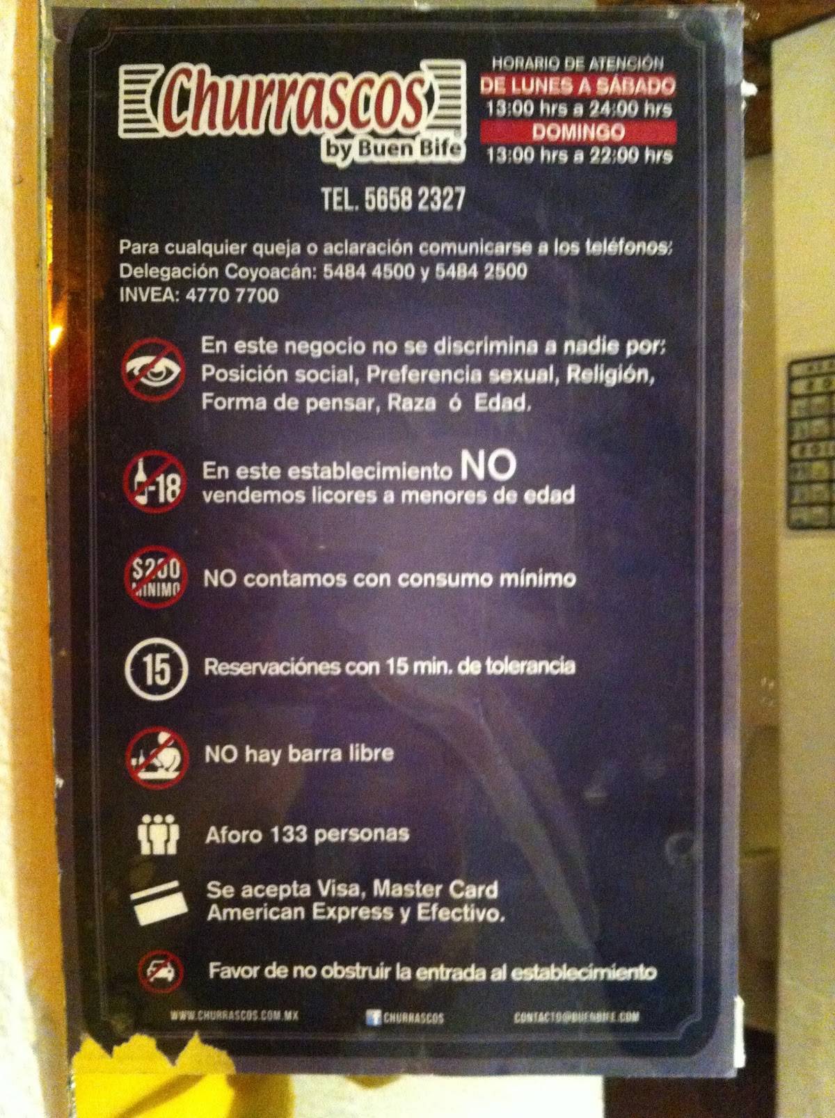 Carta de parrilla Churrascos, Ciudad de México, Asia 10