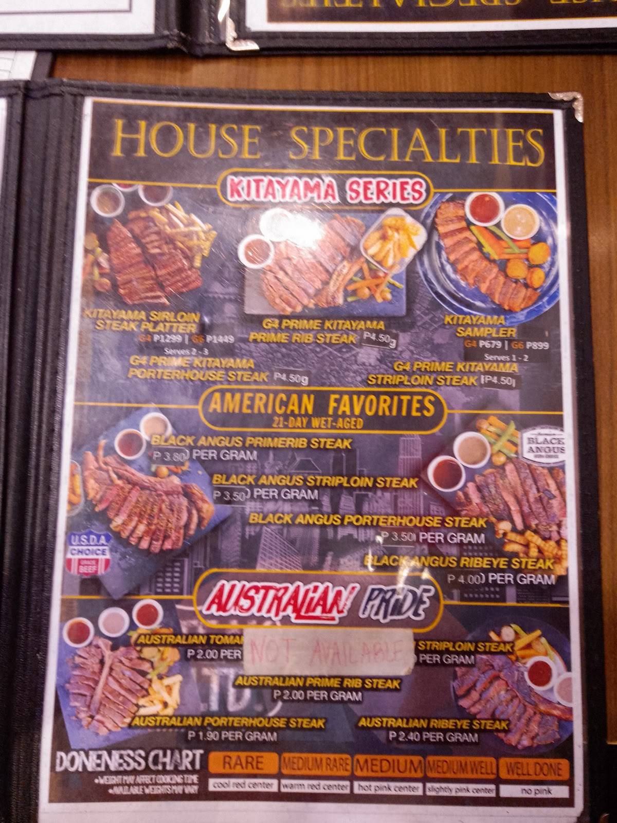 Menu at K Steak Unlimited steakhouse, Davao City, 3JJ2+JXP
