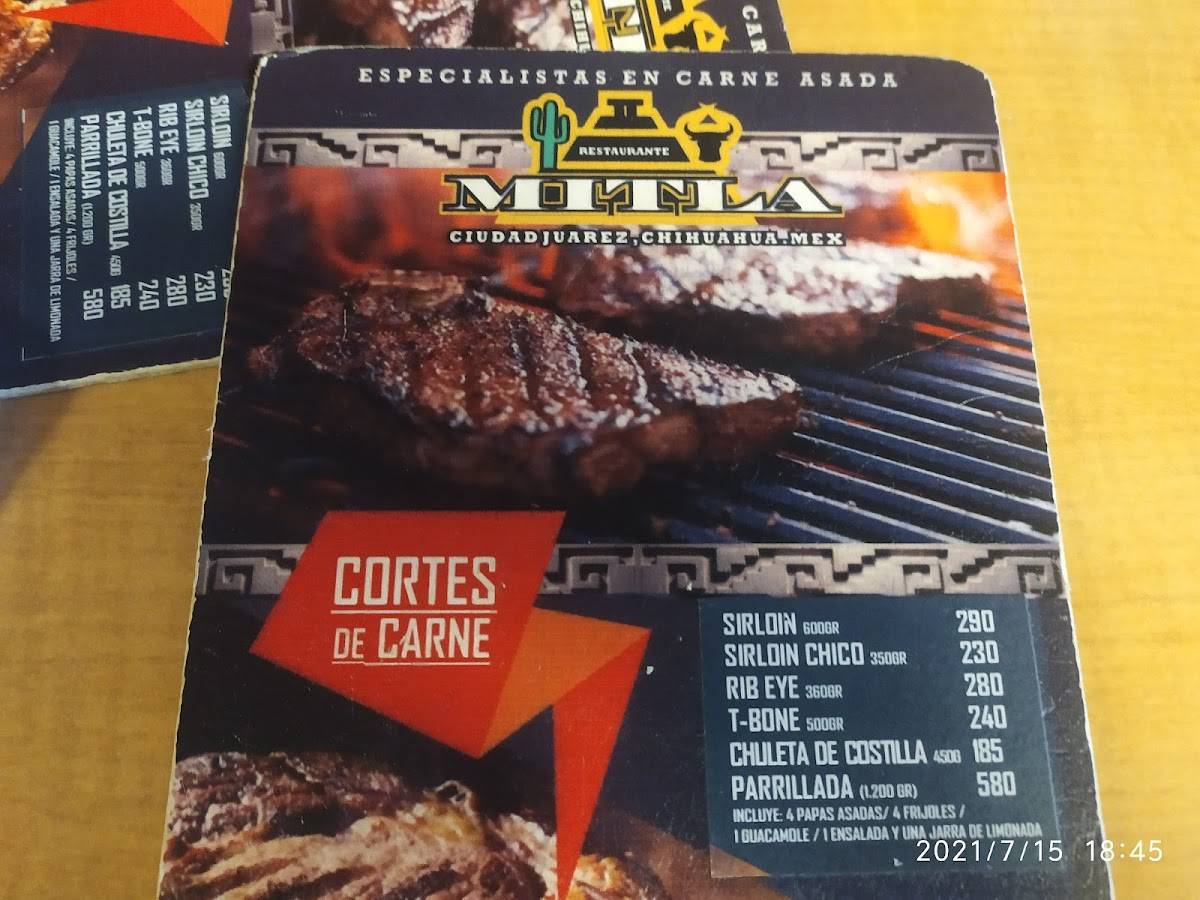 Carta de Restaurant MITLA, Ciudad Juarez, Av. Hermanos Escobar 2266