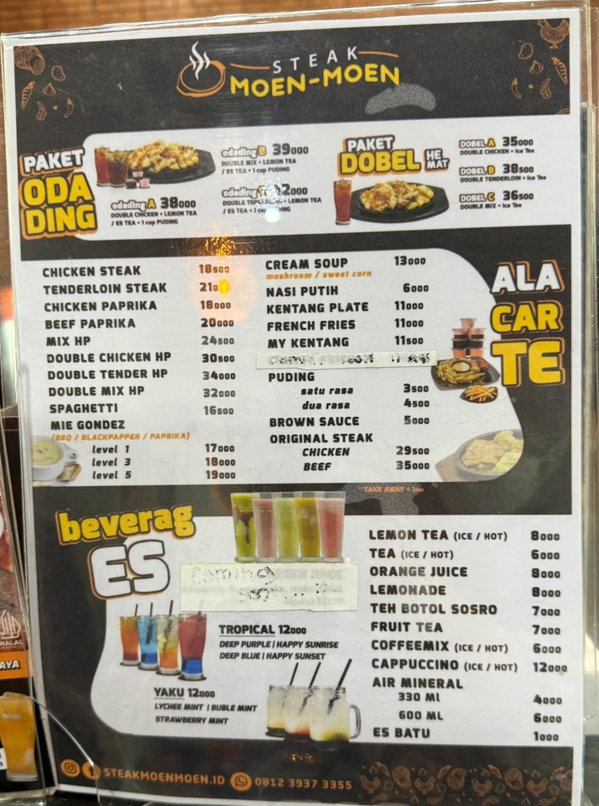 Menu at Steak Moen moen steakhouse, Surabaya, Jl. Pakuwon Indah No.25 ...