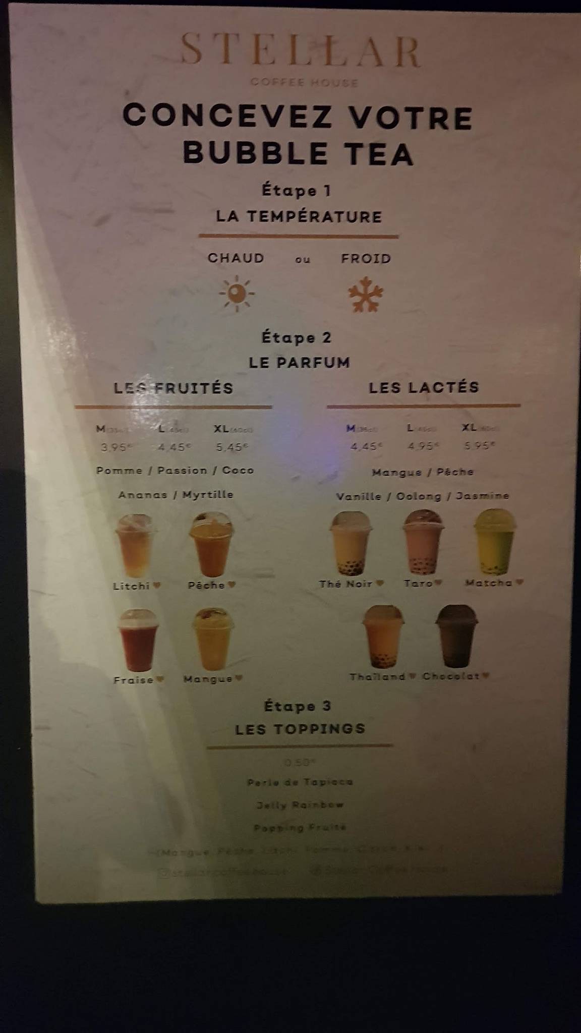 Menu at Stellar Coffee House, Blois