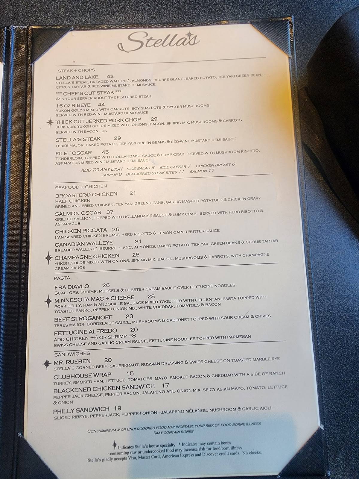 Menu at Stella's On 97 pub & bar, Forest Lake, Scandia Trail N