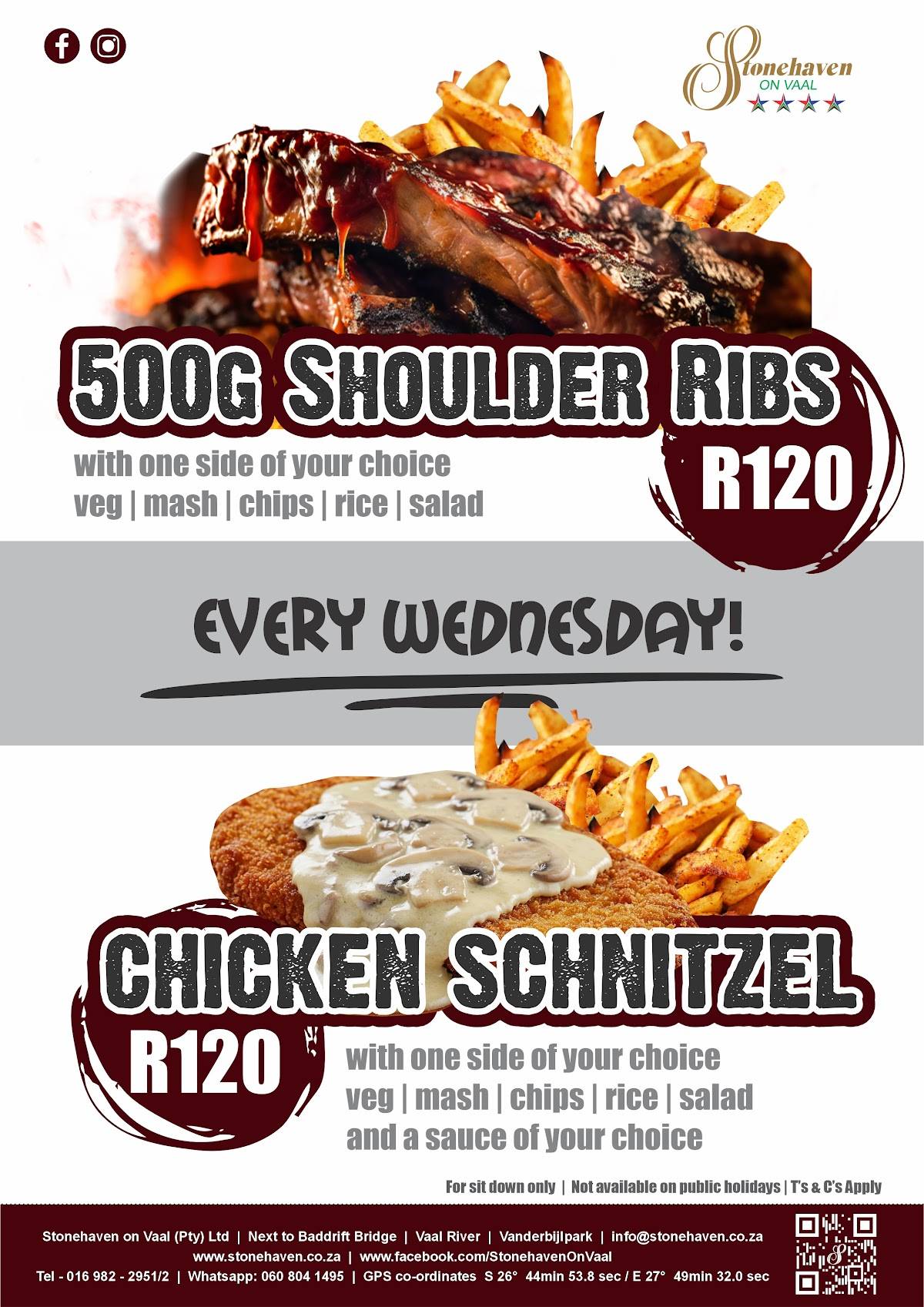 Menu at Stonehaven on Vaal restaurant, Vanderbijlpark