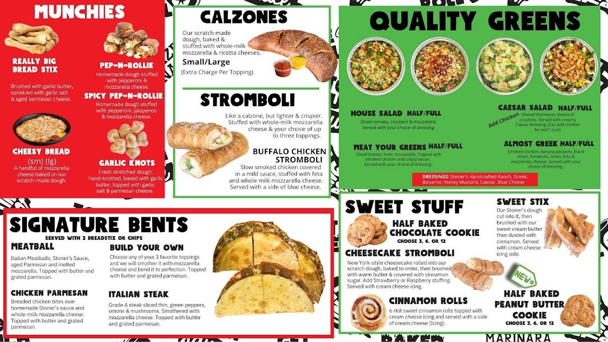 Menu at Stoner's Pizza Joint pizzeria, Fort Worth