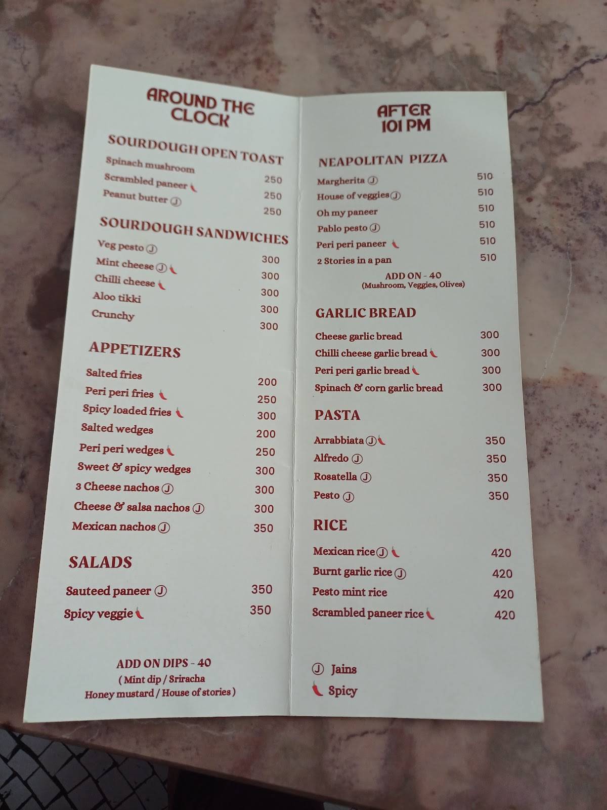 Menu at Stories Cafe, Surat, Stories Cafe