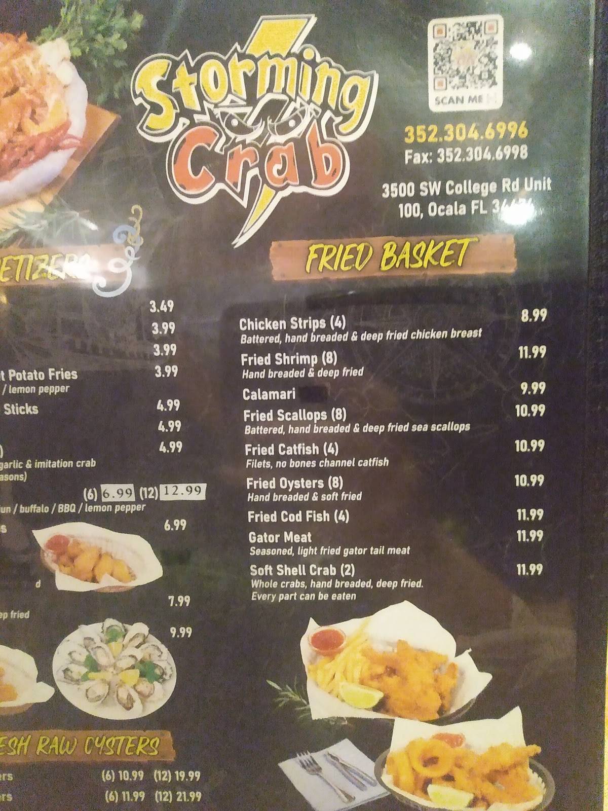 Menu at Storming Crab restaurant, Ocala