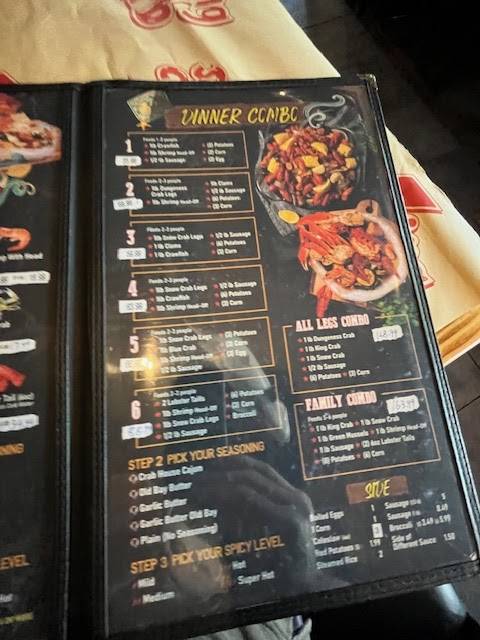 Menu at Storming Crab restaurant, Ocala