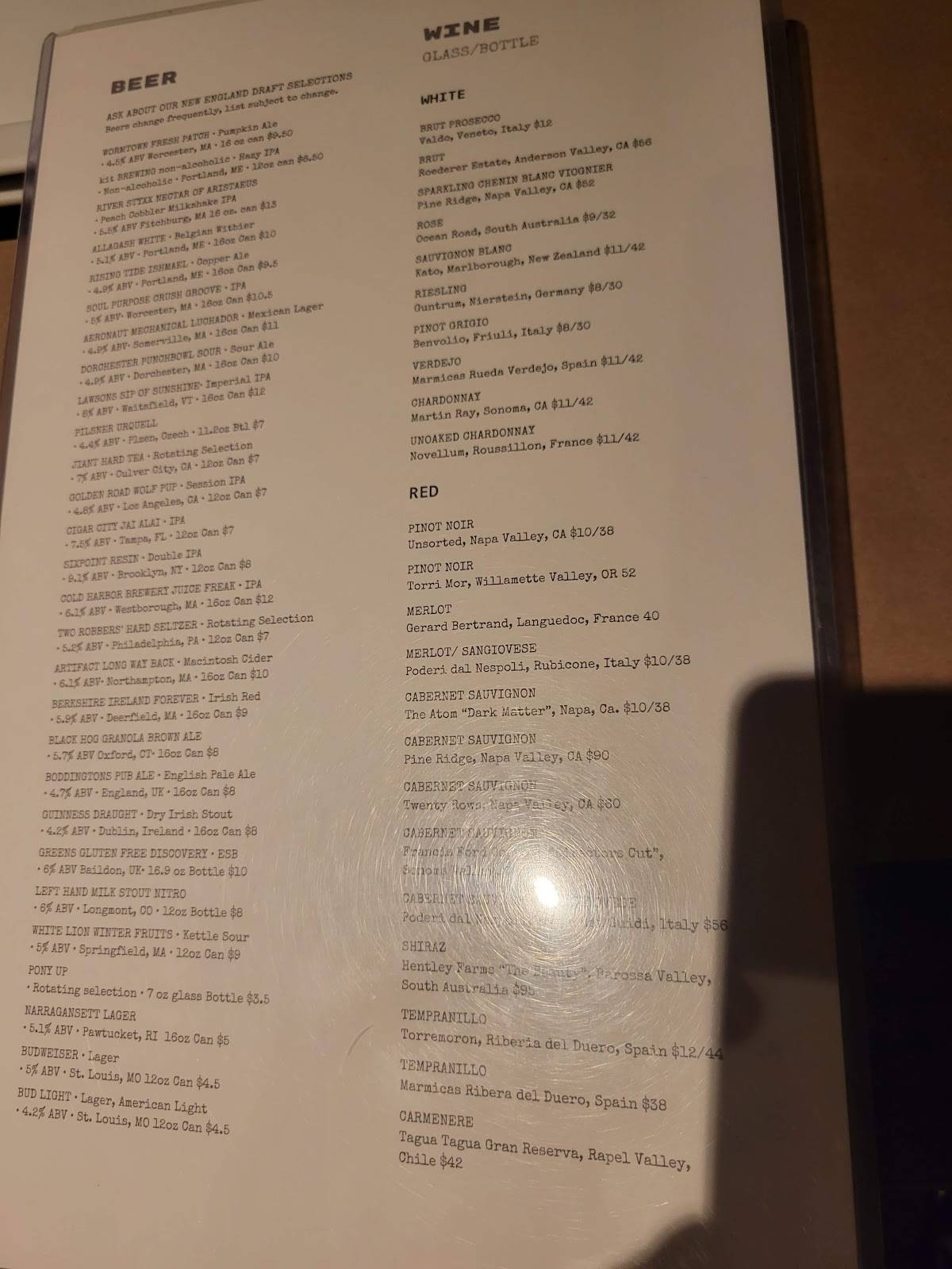 Menu at Cedar Street Grille pub & bar, Sturbridge