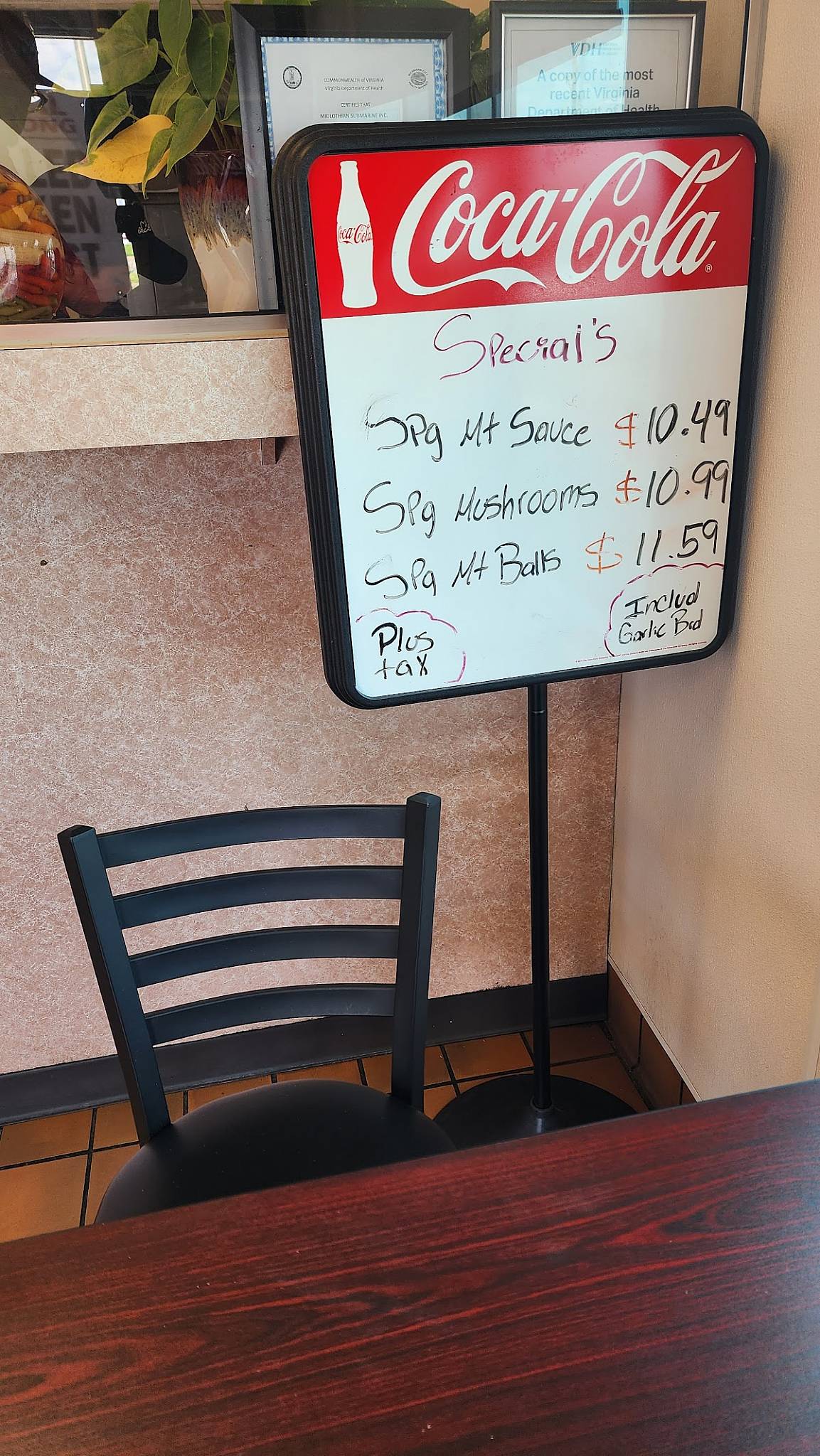 Menu at Sub Central restaurant, Richmond, Midlothian Tpke