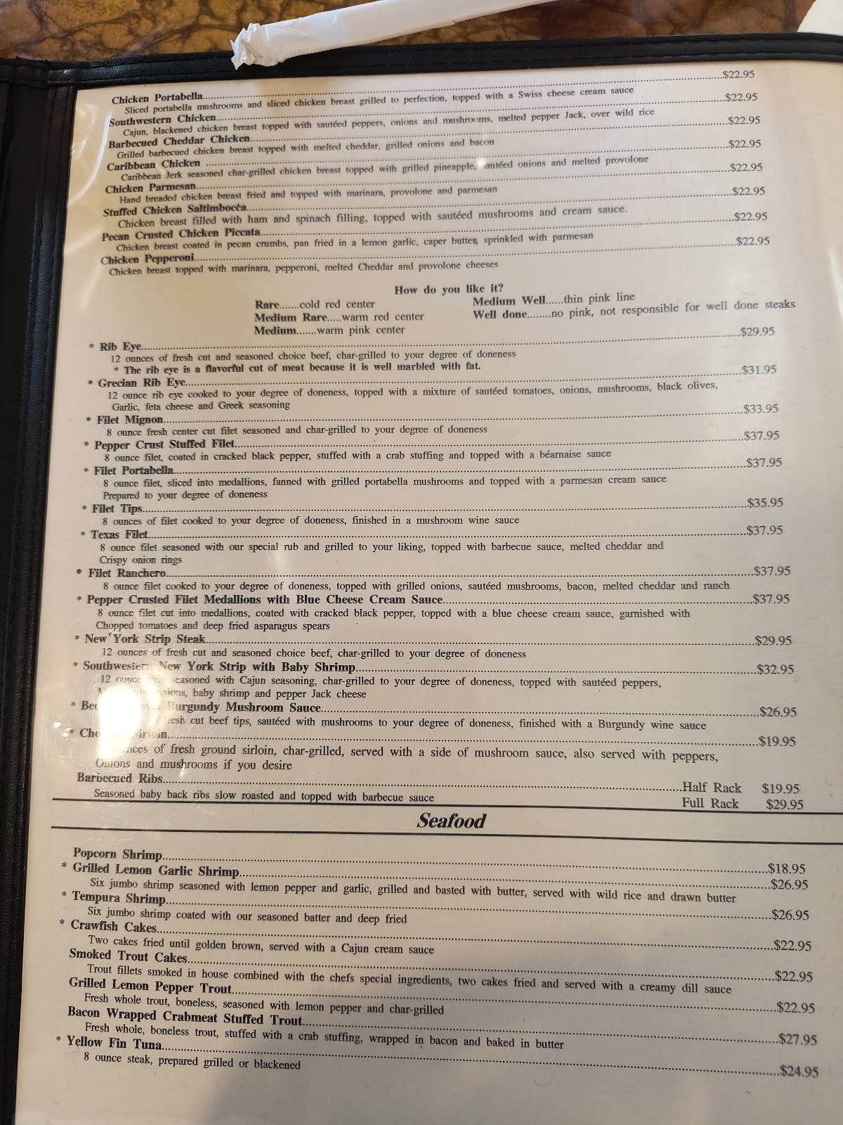 Menu at Suba's Restaurant, Mountain City