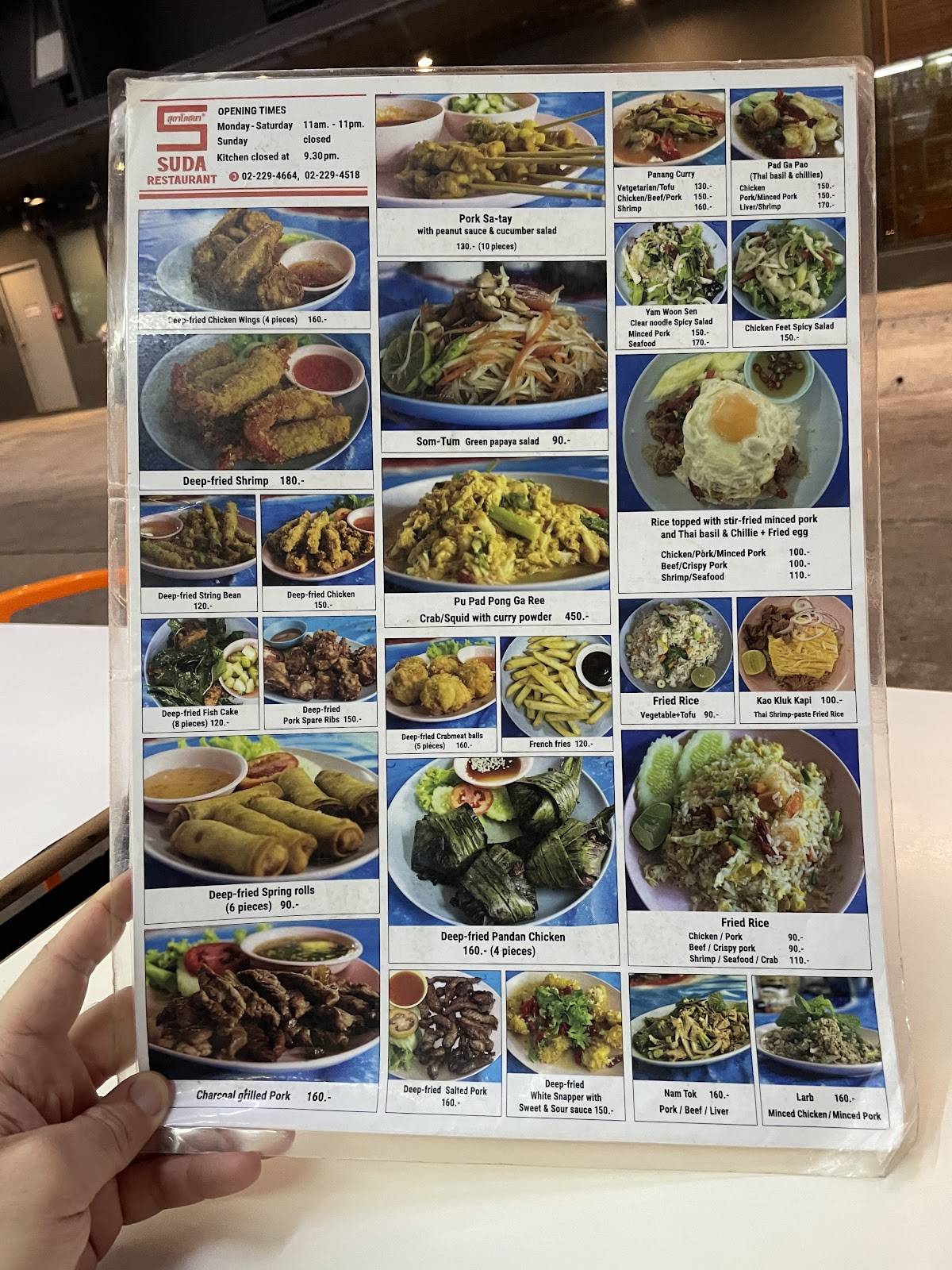 Menu at Suda Restaurant, Bangkok, 6 1 Sukhumvit 14 Alley
