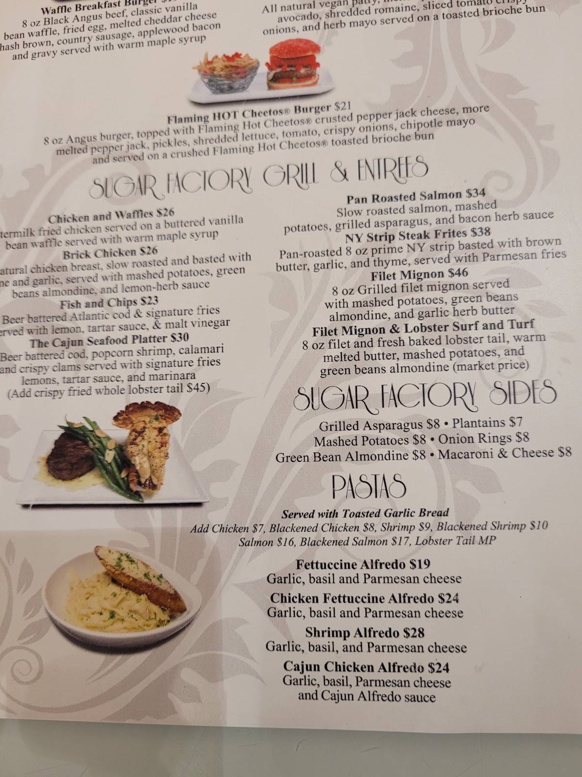 Menu at Sugar Factory - Dover desserts, Dover