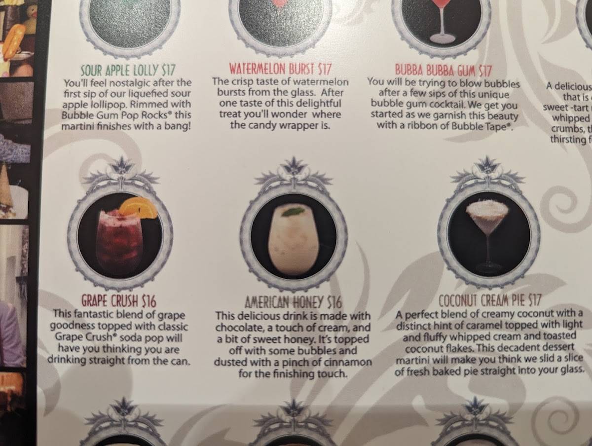 Menu at Sugar Factory - Dover desserts, Dover