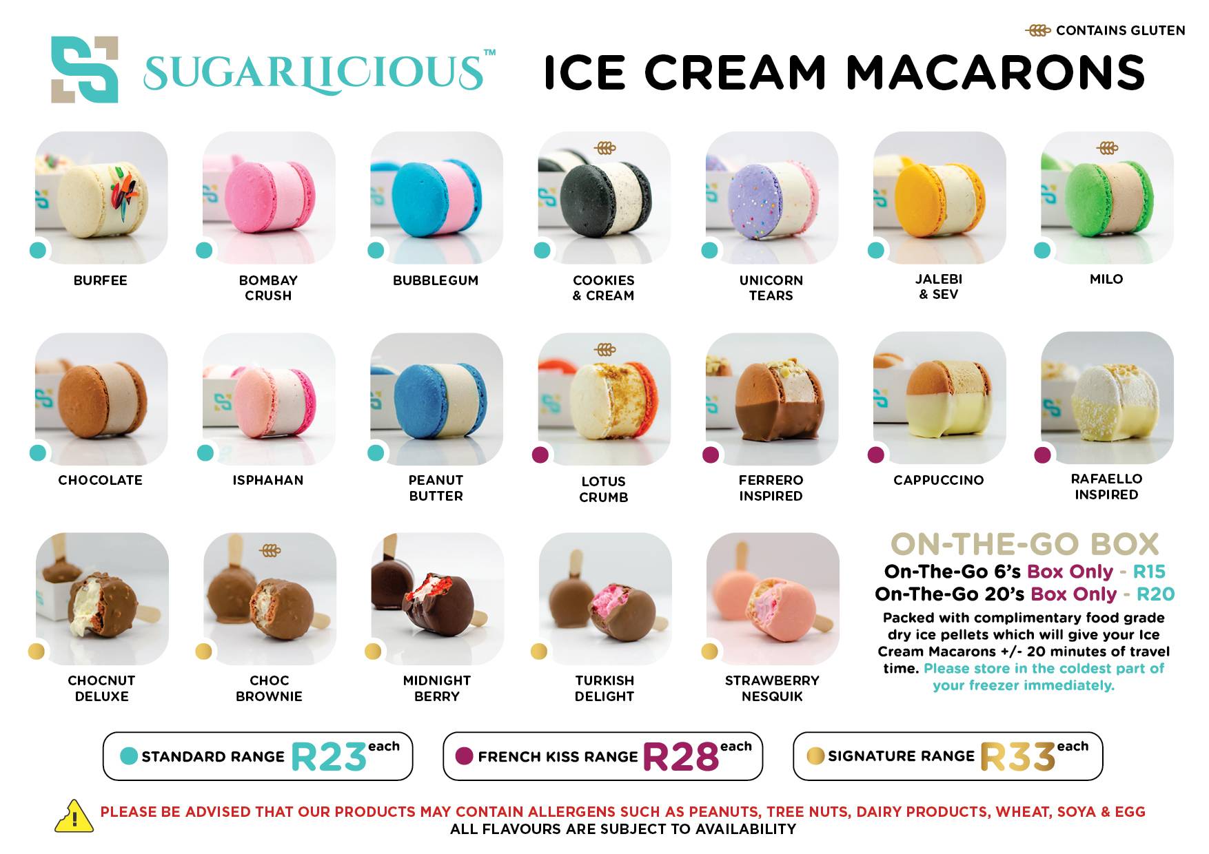 Menu at Sugarlicious desserts, Umhlanga, 2 Palm Blvd