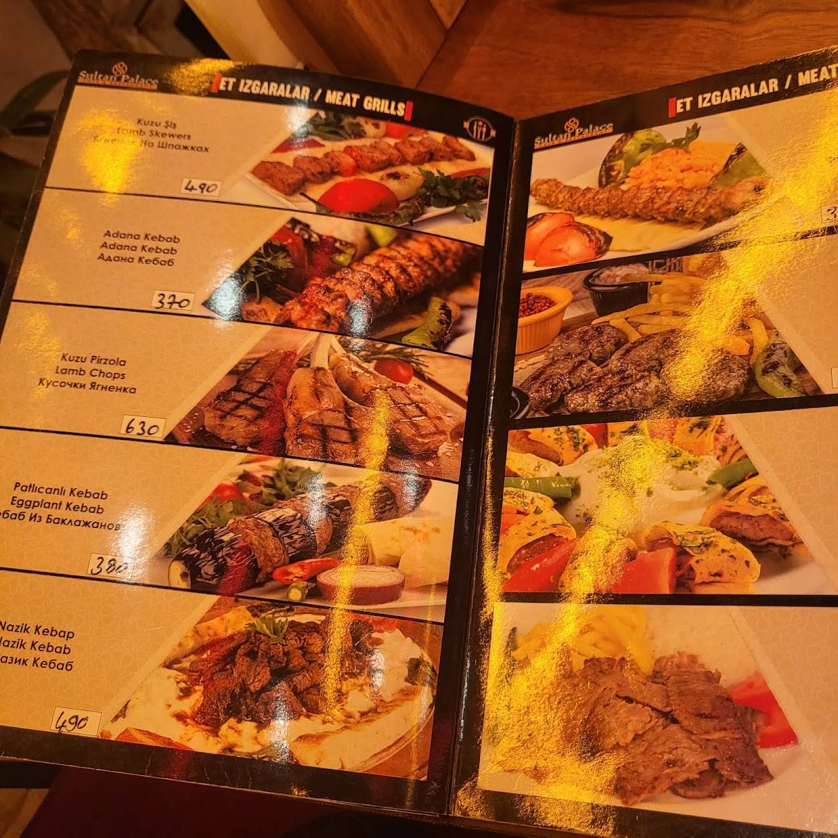 Menu at Sultan Palace Cafe Restaurant, Istanbul, Biçki Yurdu Sk. No:1