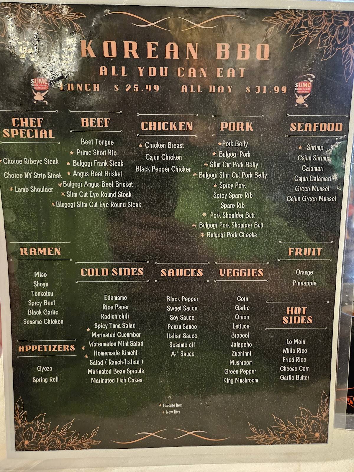 Menu at Sumo Shabu Shabu & Korean BBQ, St. George