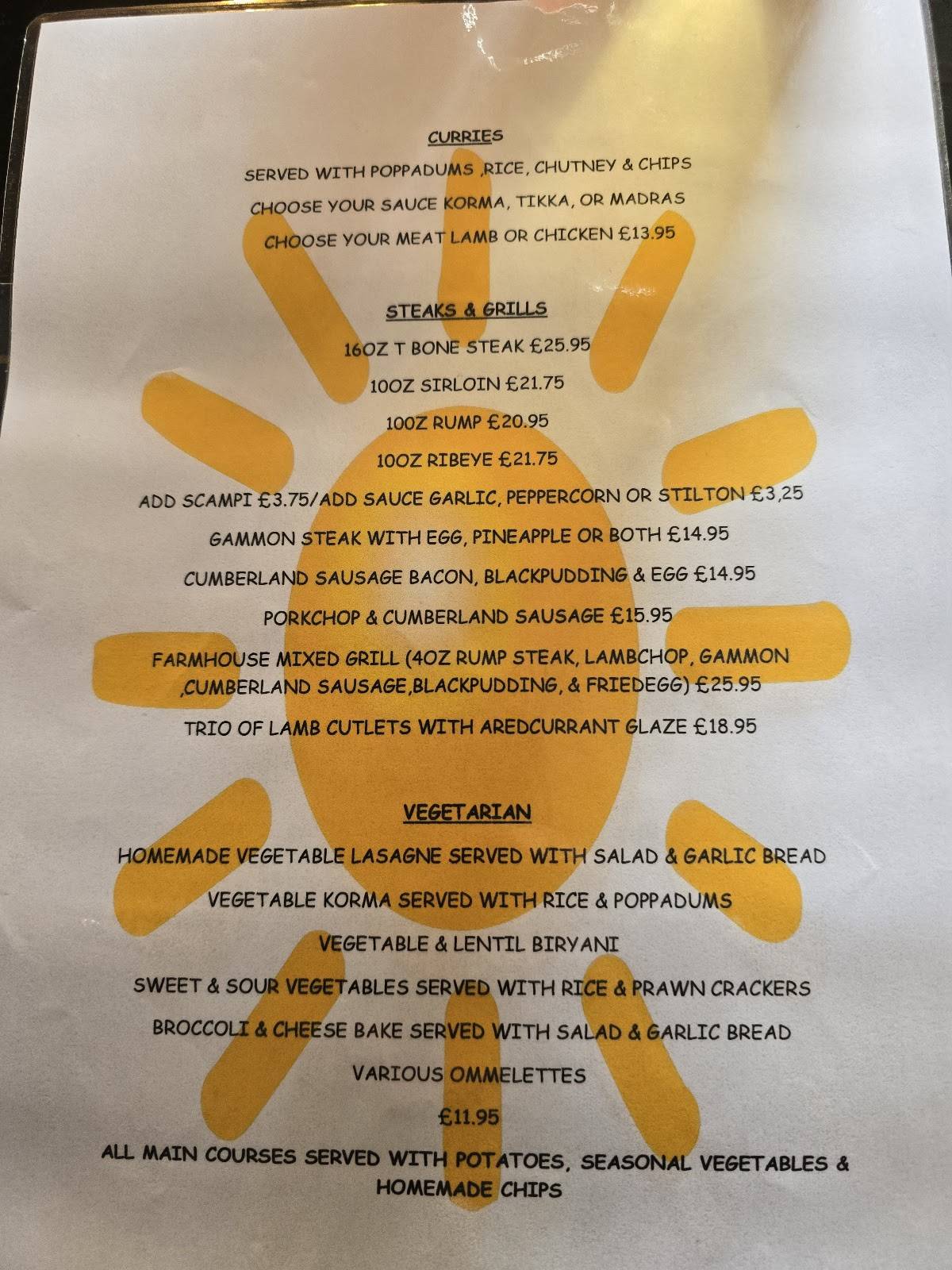 Menu at Sun Inn pub & bar, Wigton, Red Dial