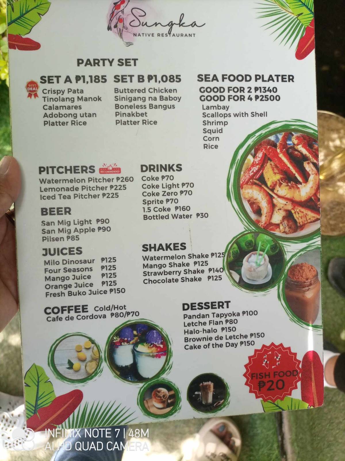 Menu at Sungka Native Restuarant restaurant, Cordova