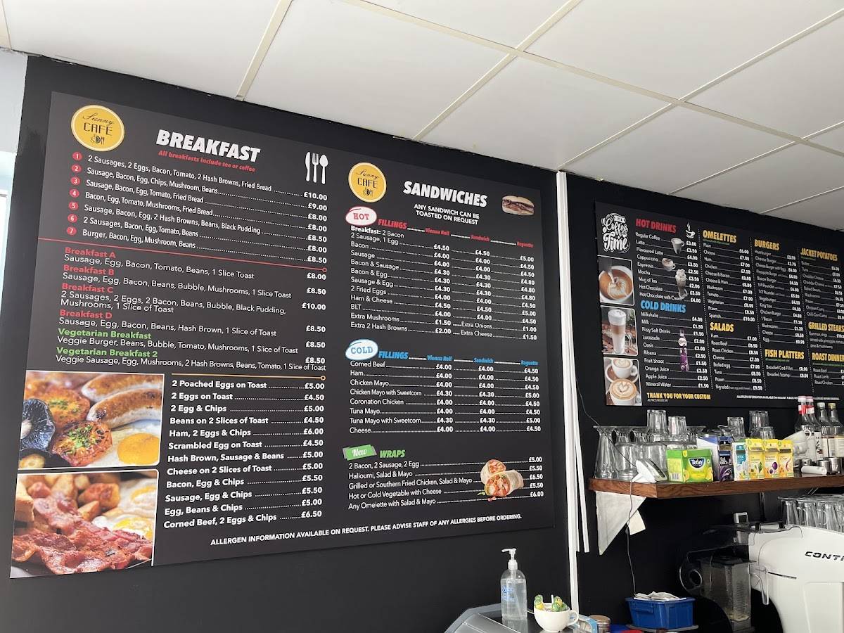 Menu at Sunny Cafe, Peterborough