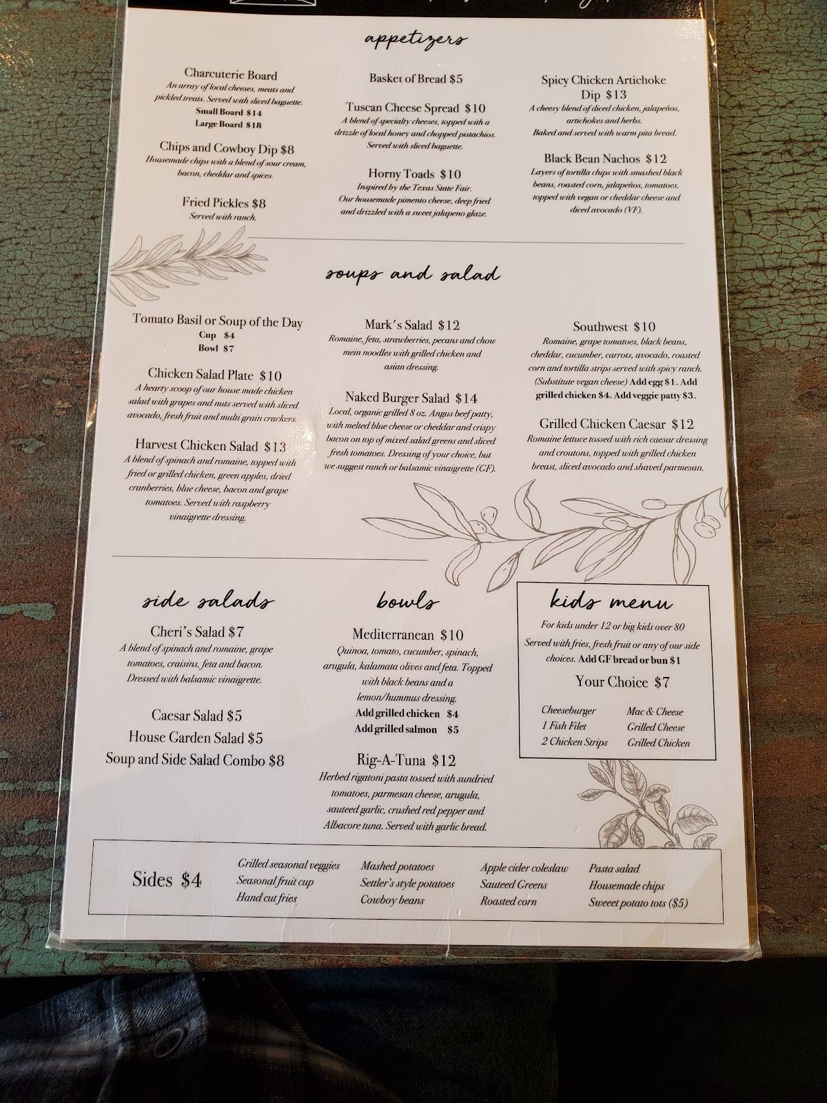 Menu at Settler's Table desserts, Sunnyvale