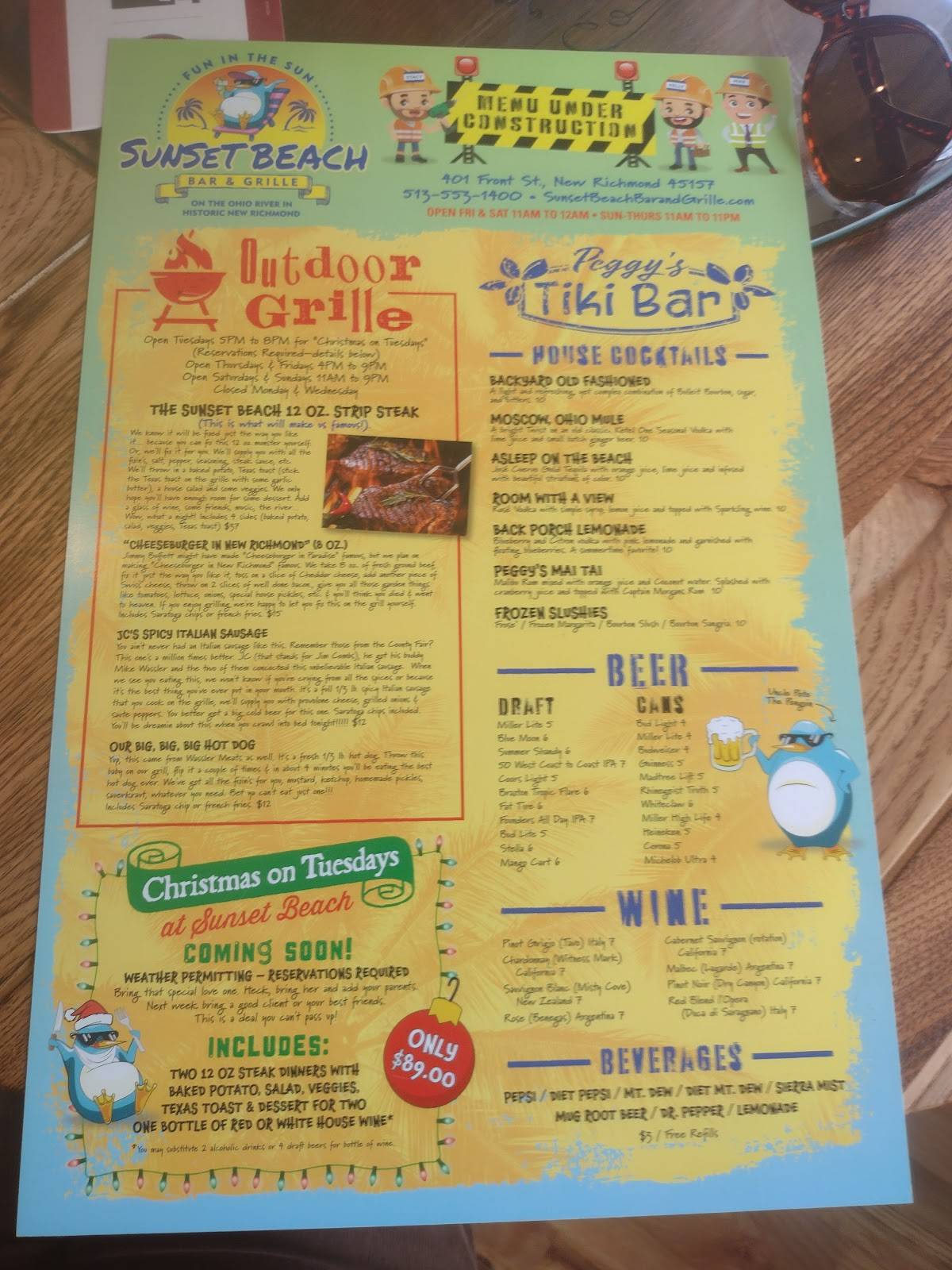 Menu at Sunset Beach Bar & Grille, New Richmond